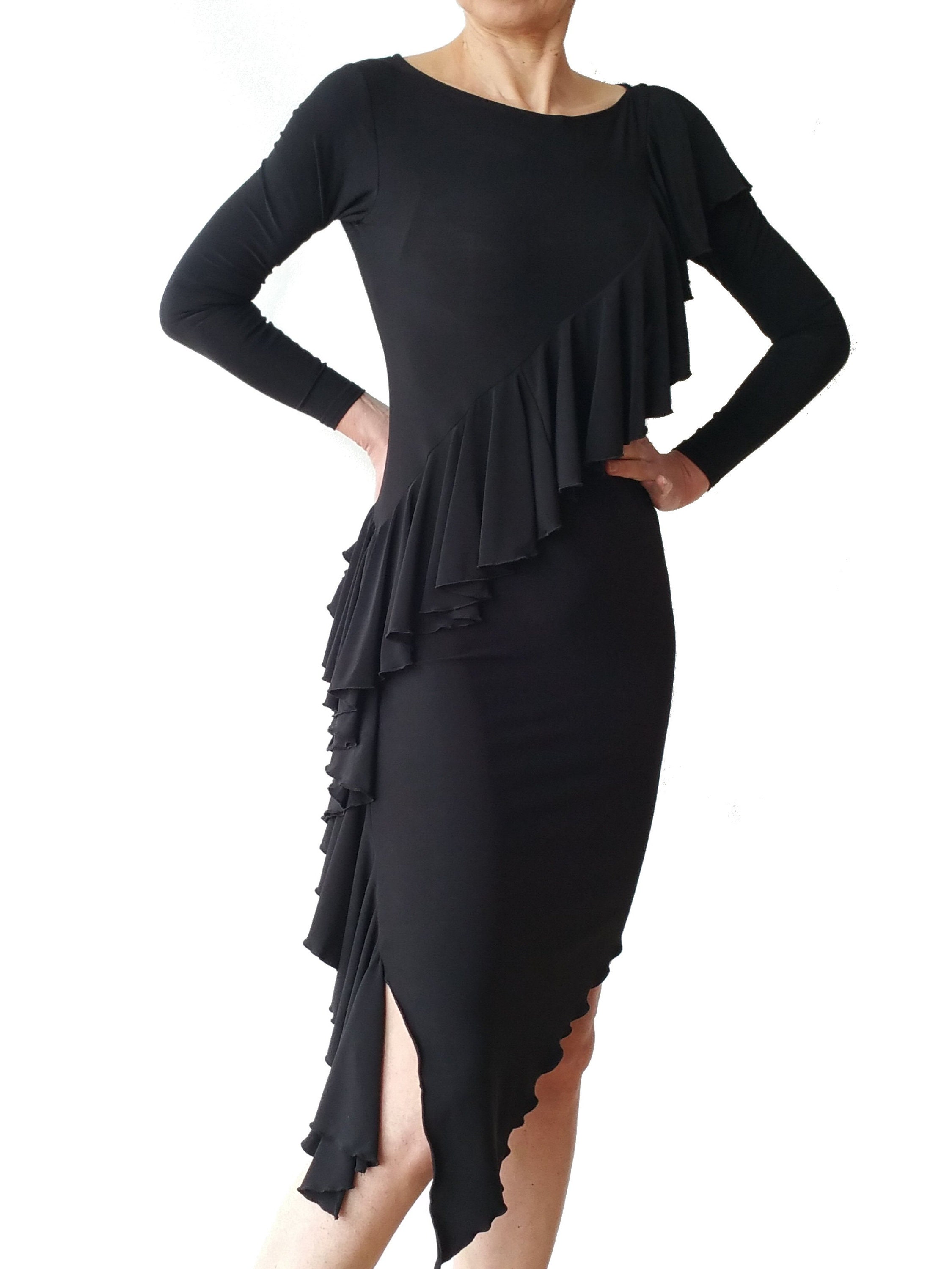 DR221 the Spiral Stretch Dress With Sleeves Various Colours - Etsy