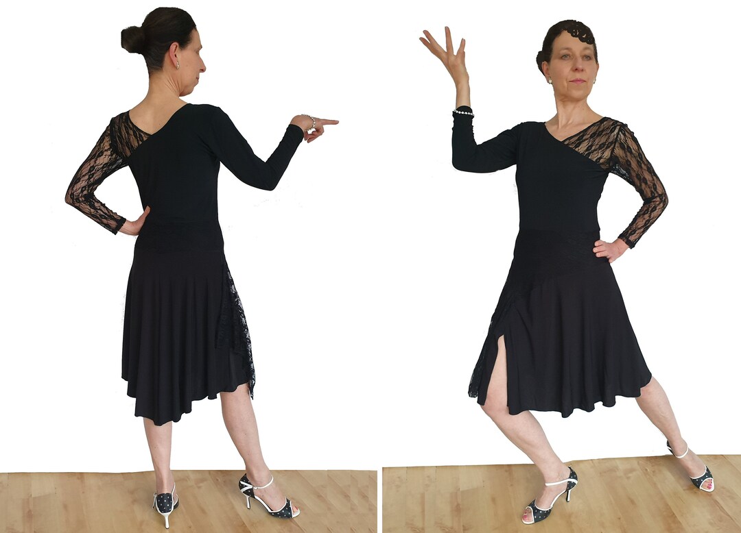 DR077 Argentine Tango Dress With Sleeves and Two Small Slits - Etsy