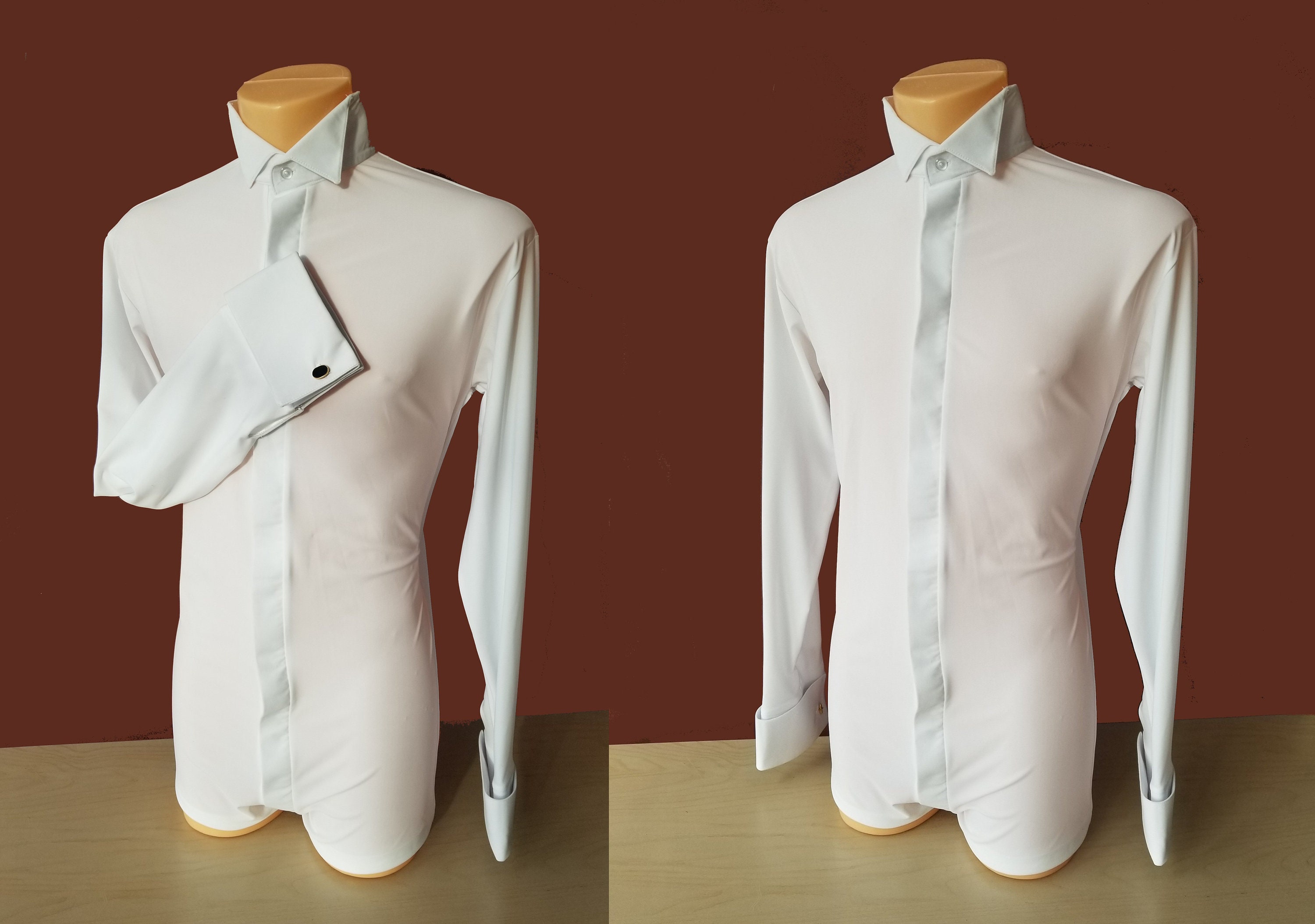 Ms171w Wing Collar Mens Stretch Shirt Built on Shorts With Double Cuffs ...