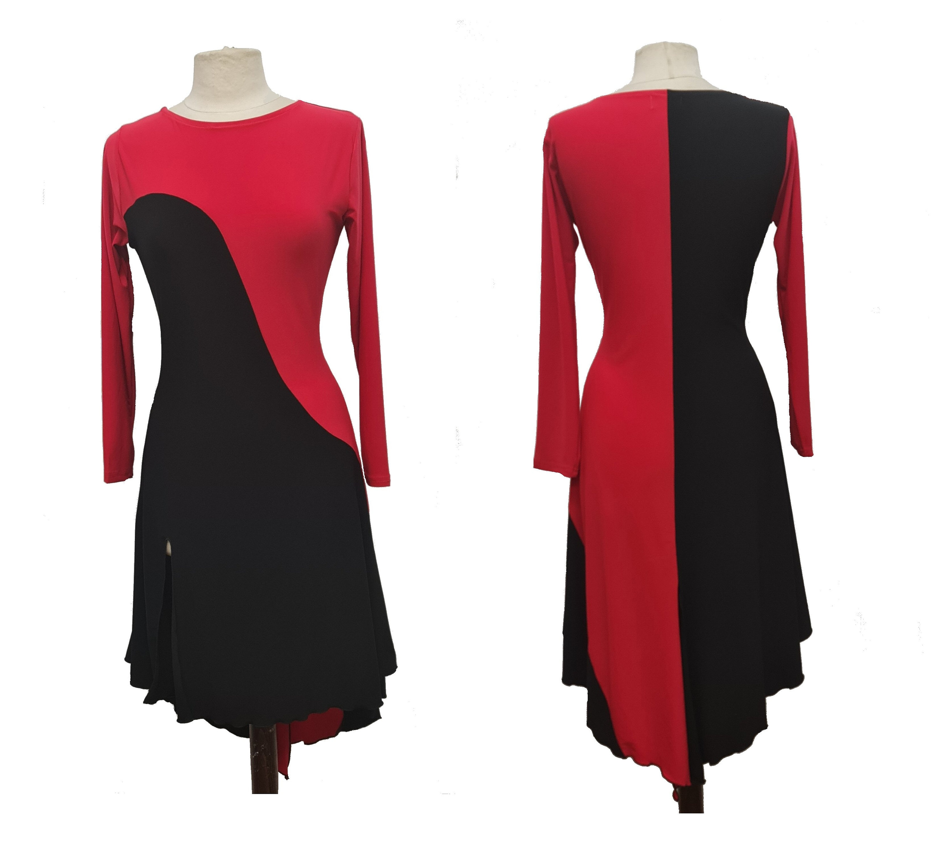 DR278 Two Colour Tango Dress With 3/4 Sleeve and Two Slits - Etsy
