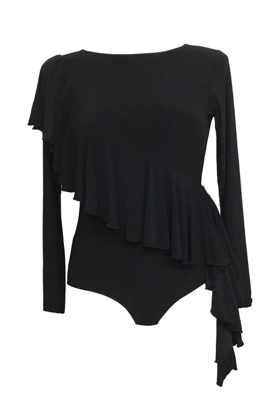 JD007 Asymmetrical Stretchy Body Bodysuit With Frill and Sleeves - Etsy