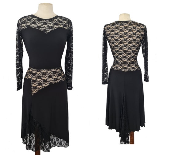 DR075 Argentine Tango Dress With Lace Back and Sleeves - Etsy