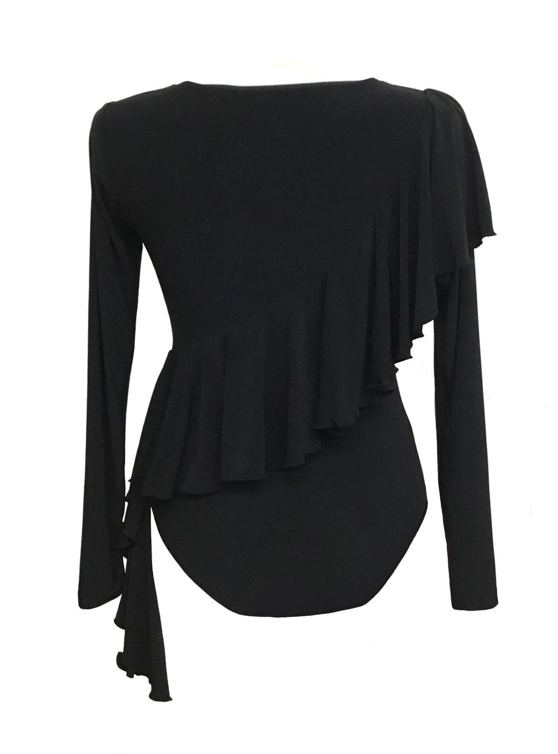 JD007 Asymmetrical Stretchy Body Bodysuit With Frill and Sleeves - Etsy