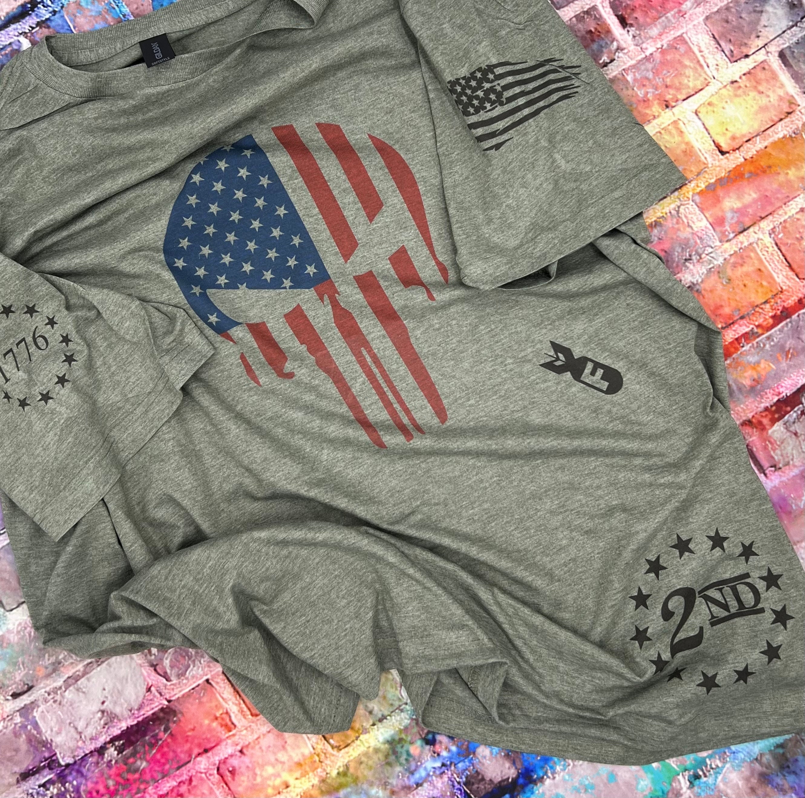 Punisher Skull Shirt US Flag Colors, Pissed off Apparel, 2A, Second ...