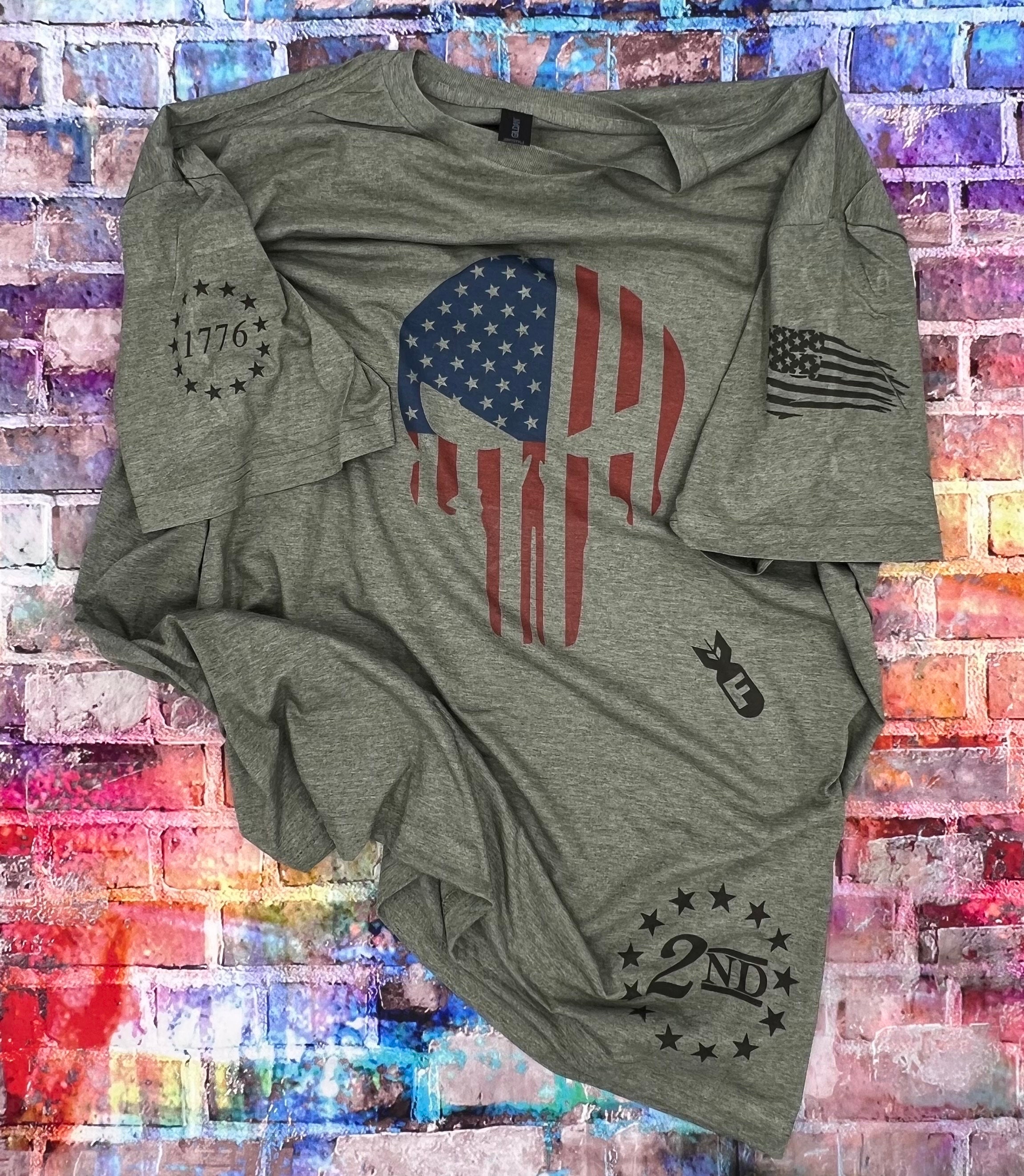 Punisher Skull Shirt US Flag Colors, Pissed off Apparel, 2A, Second ...