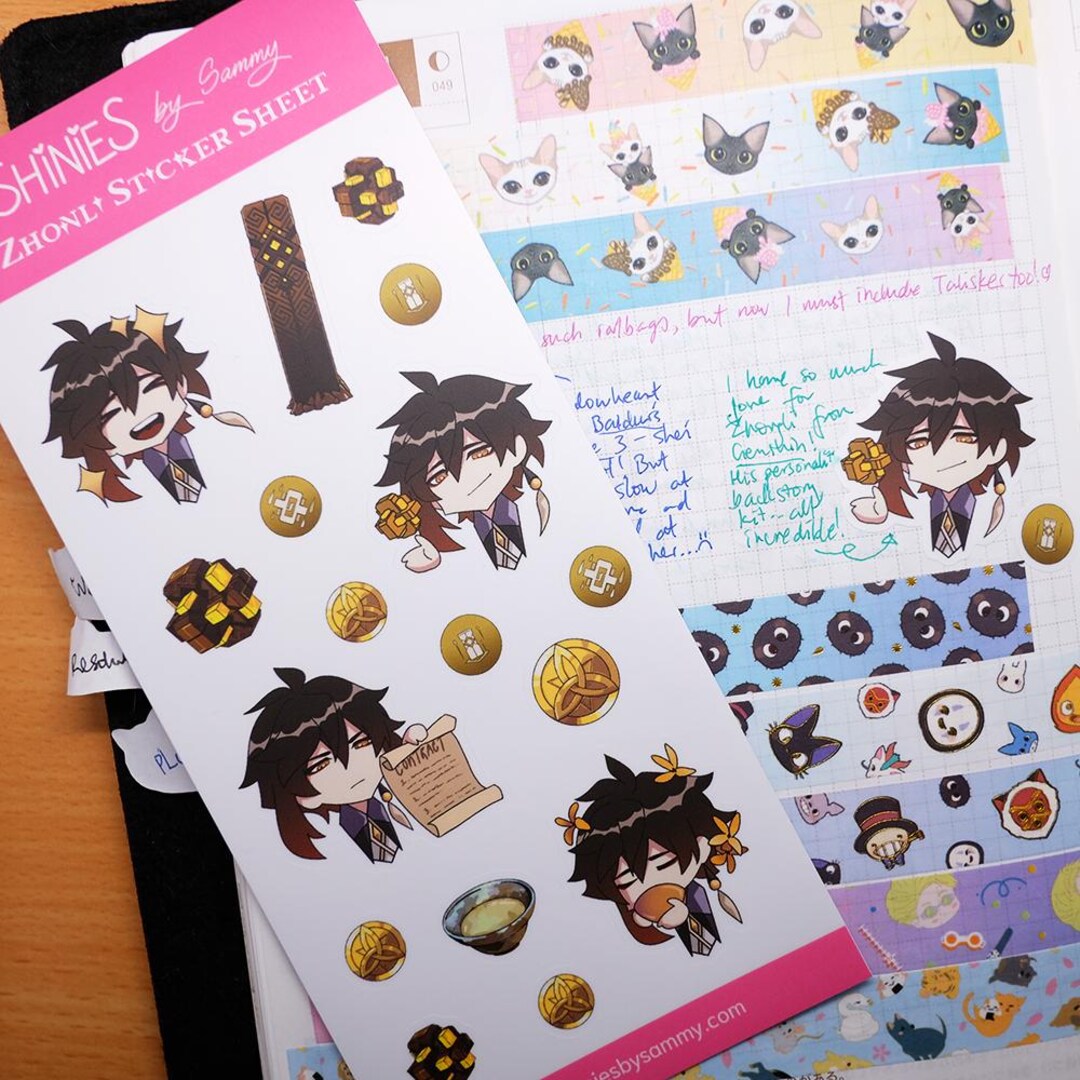 Genshin Impact: Zhongli Sticker Sheet - Stationery Journal Anime Gaming ...