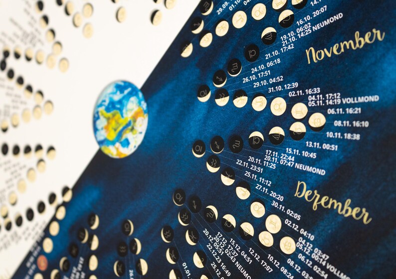 Moon Calendar 2025, Moon Calendar Poster Square, Calendar With Moon ...