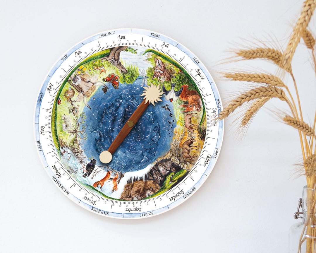 Small Seasonal Zodiac Clock, Star Clock Painted With Animals, Perpetual ...