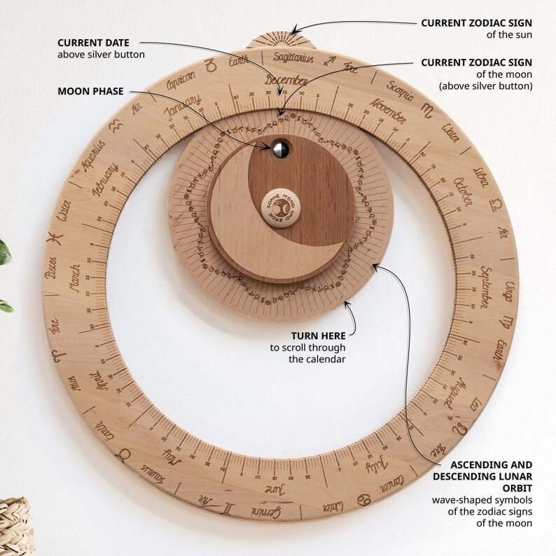 Perpetual Lunar Calendar for the Wall, English Version of the Wooden ...