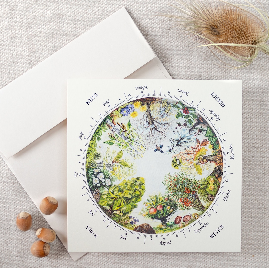 Tree Calendar, Four Seasons Watercolor Painting Inspired by Nature ...