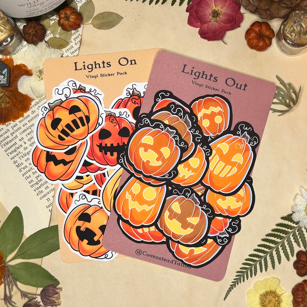 Jack O Lantern Stickers Lights On, Lights Out Halloween Stickers Spooky ...