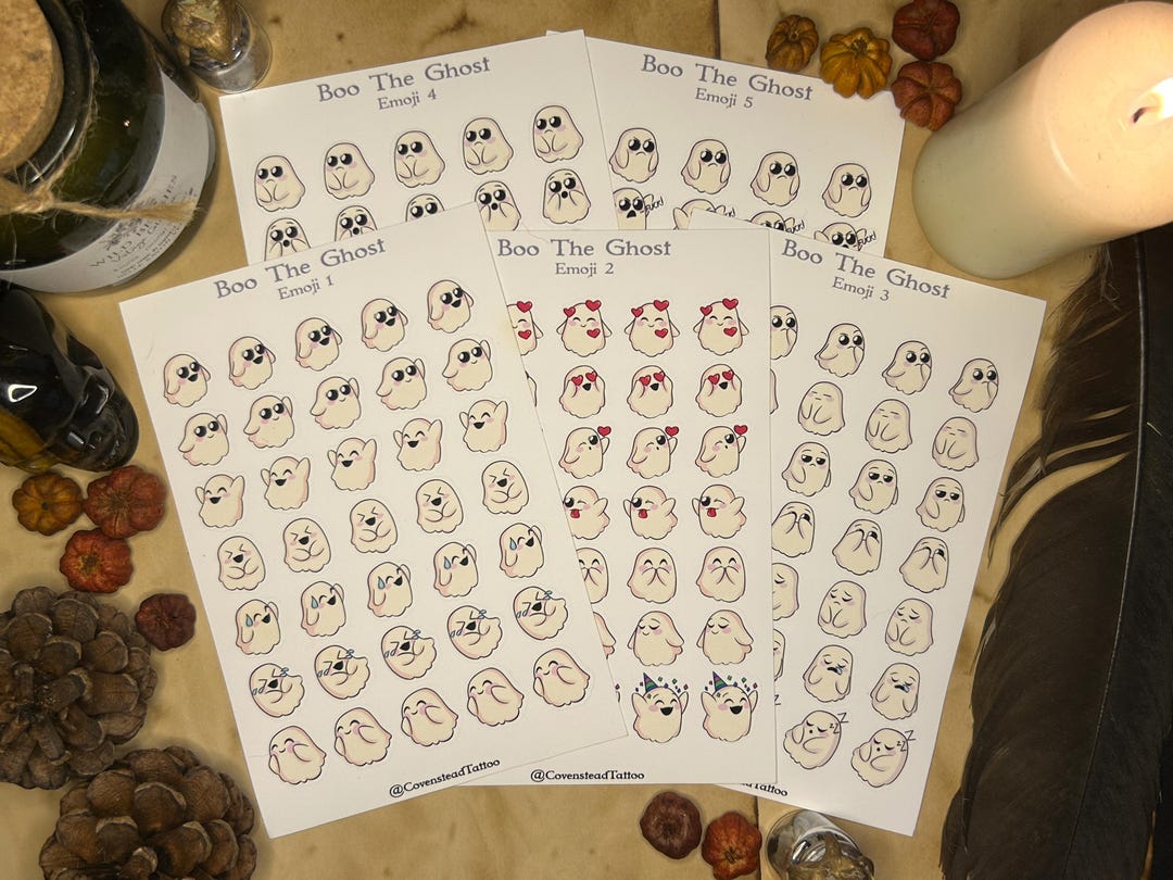 Boo the Ghost Emoji Stickers Emotion and Feeling Stickers Bujo Stickers ...
