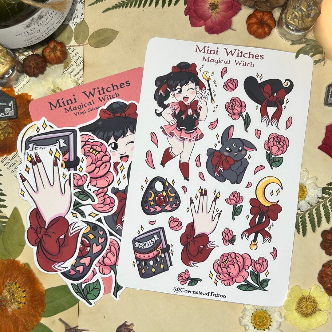 Mini Witches Magical Witch Cute Sticker Sheet N Pack Halloween Stickers ...