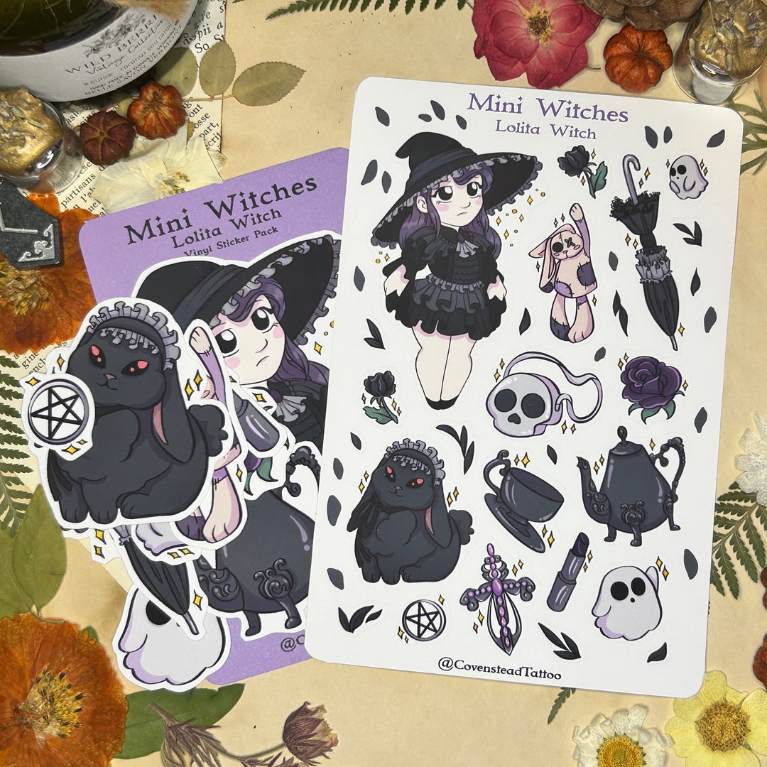 Mini Witches Lolita Witch Cute Sticker Sheet N Pack Halloween Stickers ...