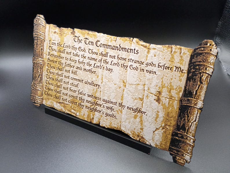3D Printed Ten Commandments Scroll Christian Home Decor Religious Wall ...
