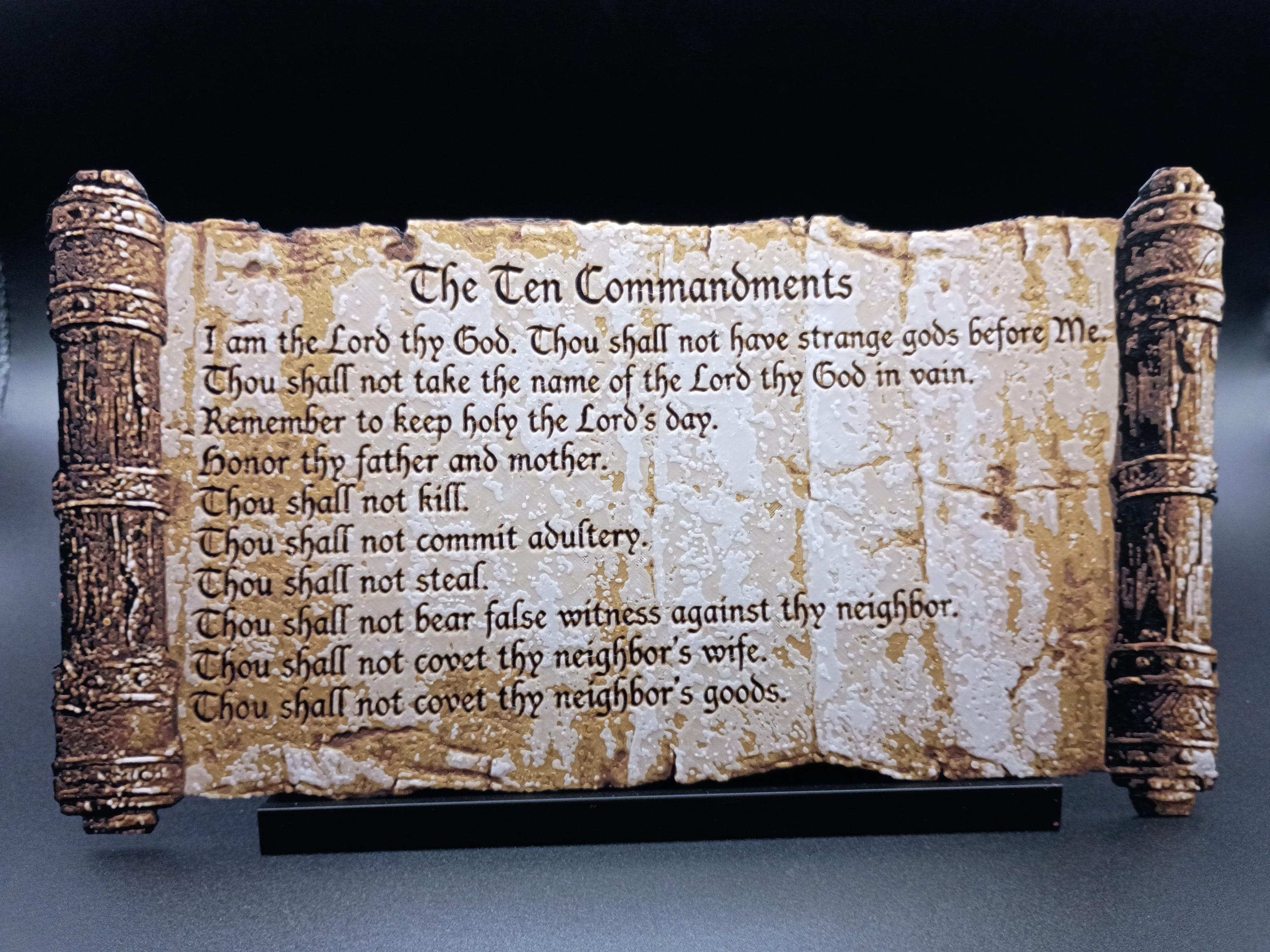 3D Printed Ten Commandments Scroll Christian Home Decor Religious Wall ...