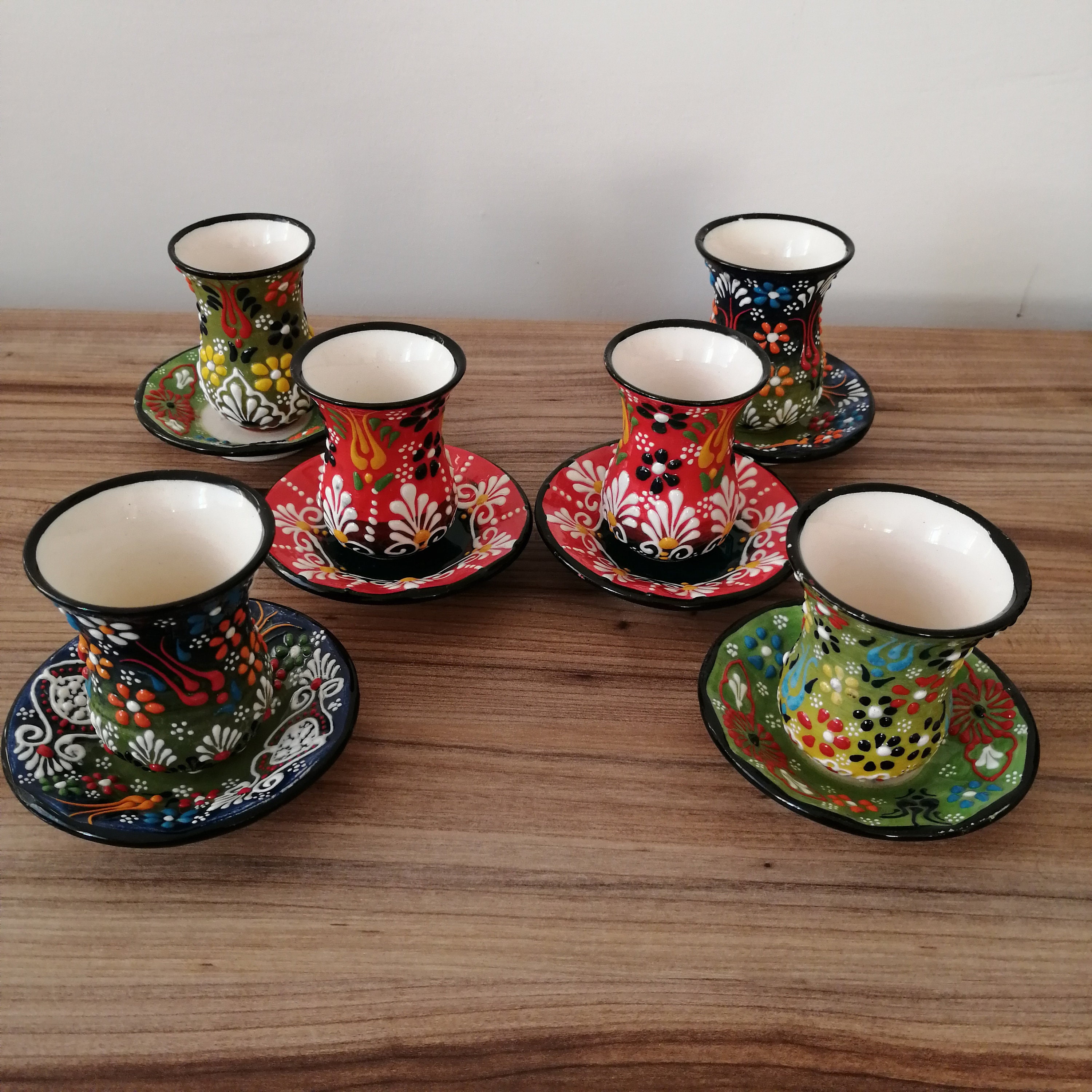 Ceramic Turkish Tea Cup Set Boho Style Tea Cups Authentic - Etsy