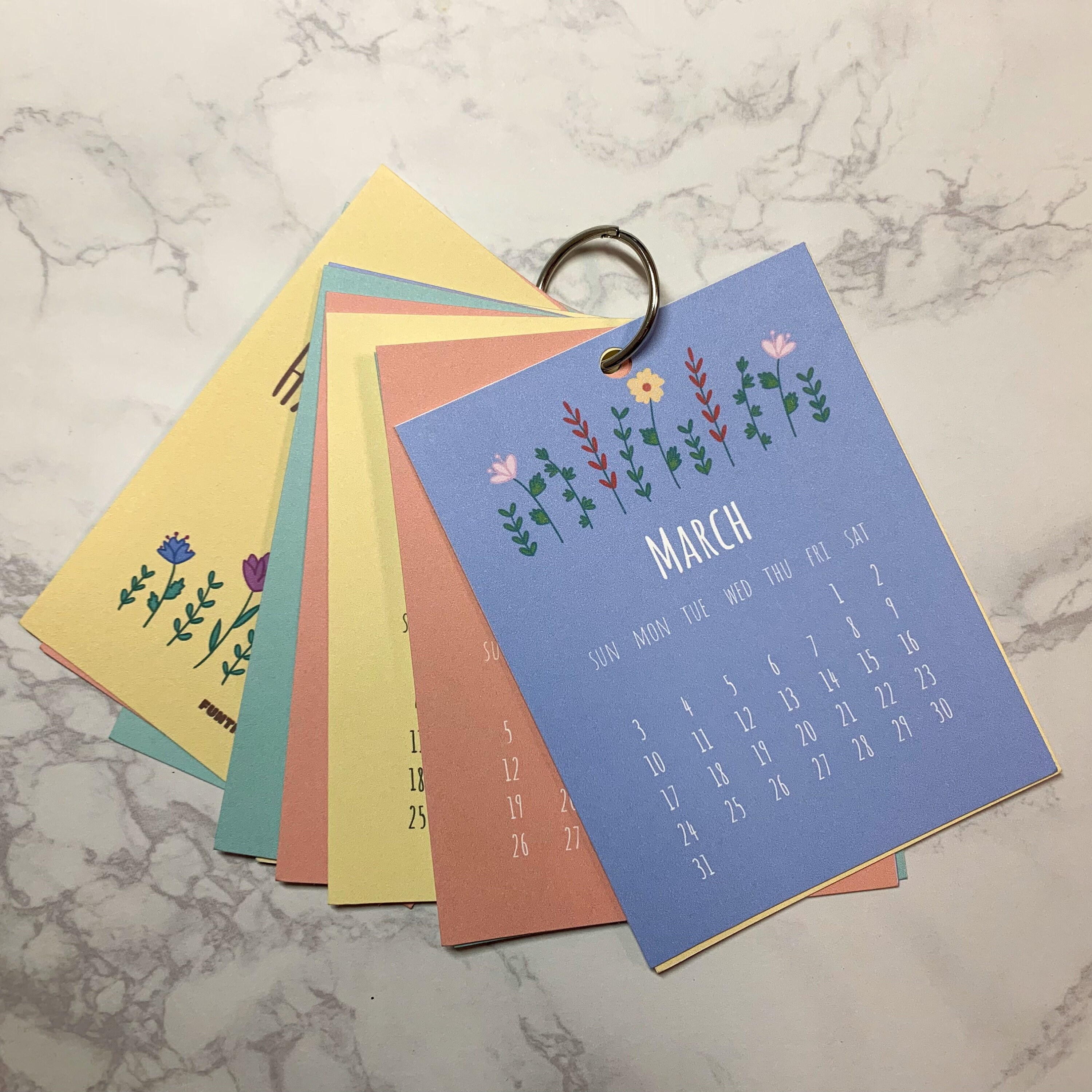 2024 Calendar Cards, 2024 Desk Calendar, Set of 12 Cardstock Months ...