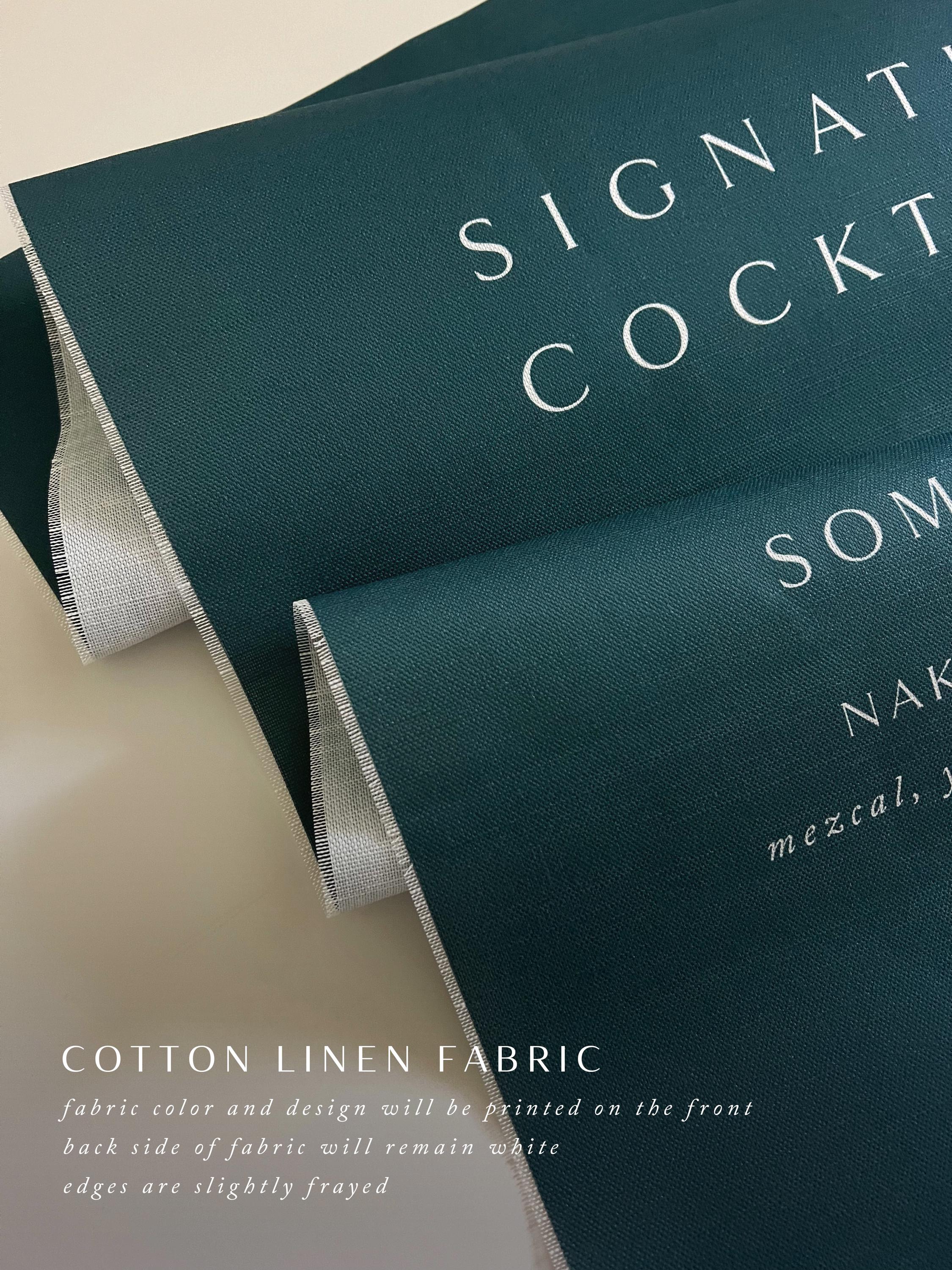 Linen Wedding Signage, Signature Drink Sign, Custom Linen Bar Sign ...