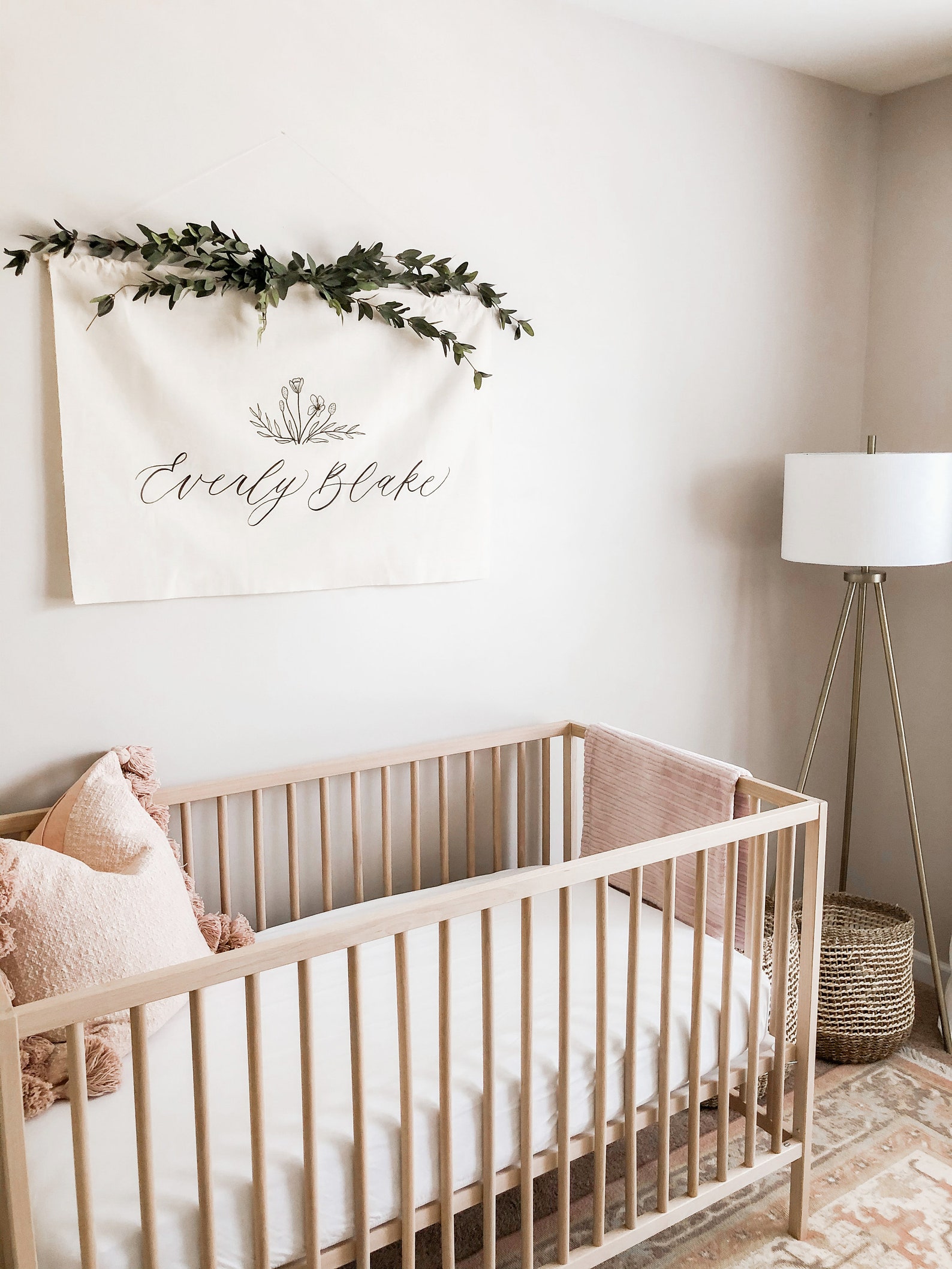 Floral Nursery Banner Calligraphy Name Banner Custom Name | Etsy