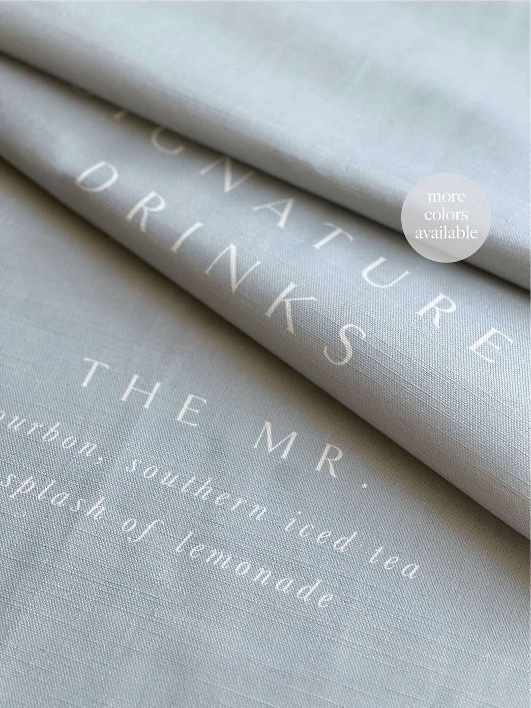 Dusty Blue Linen Bar Sign, Signature Drink Sign, Custom Wedding Bar ...