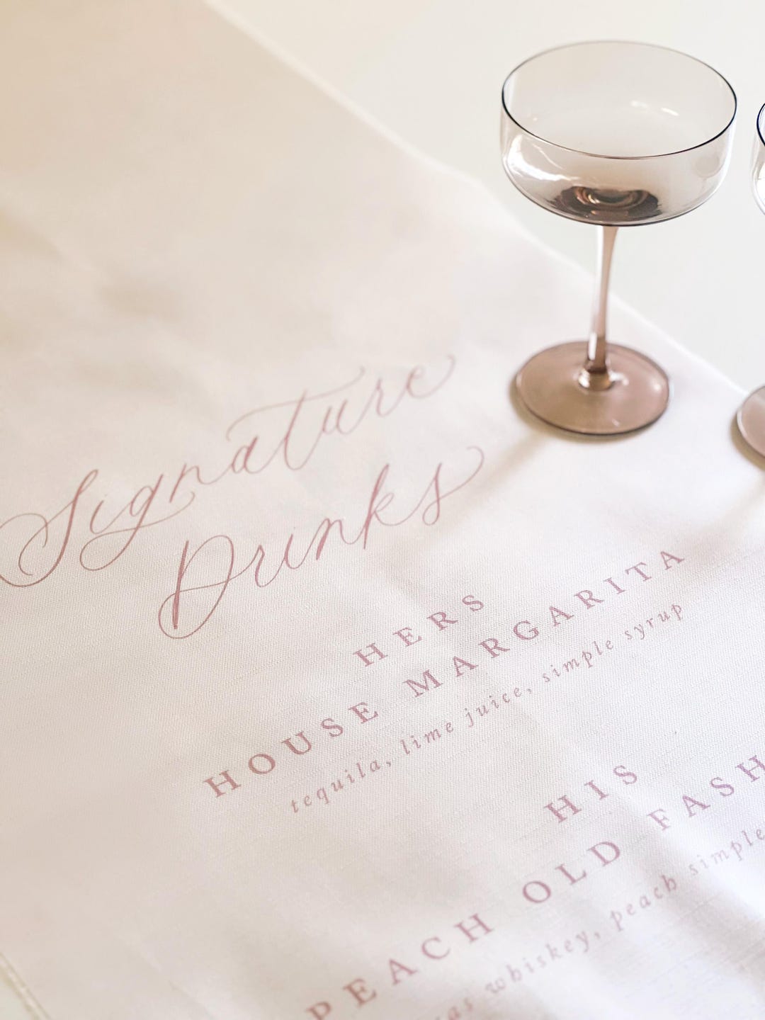 Custom Linen Bar Sign, Signature Drink Sign, Wedding Bar Menu Sign ...