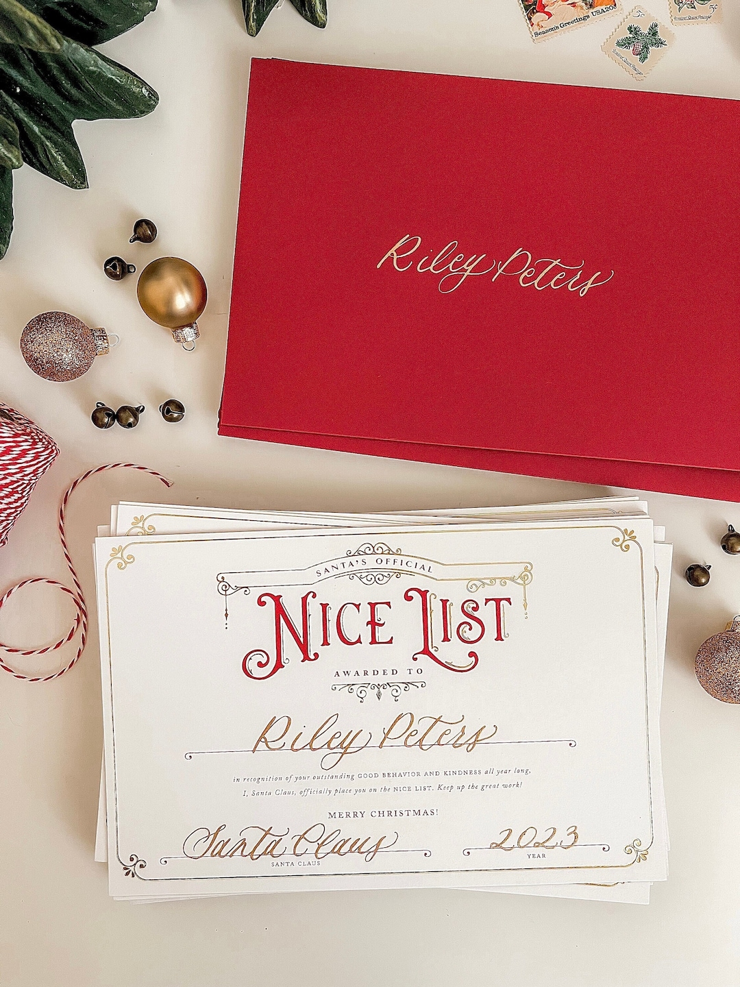 Santa's Official Nice List Certificate, Hand Calligraphy Santa ...