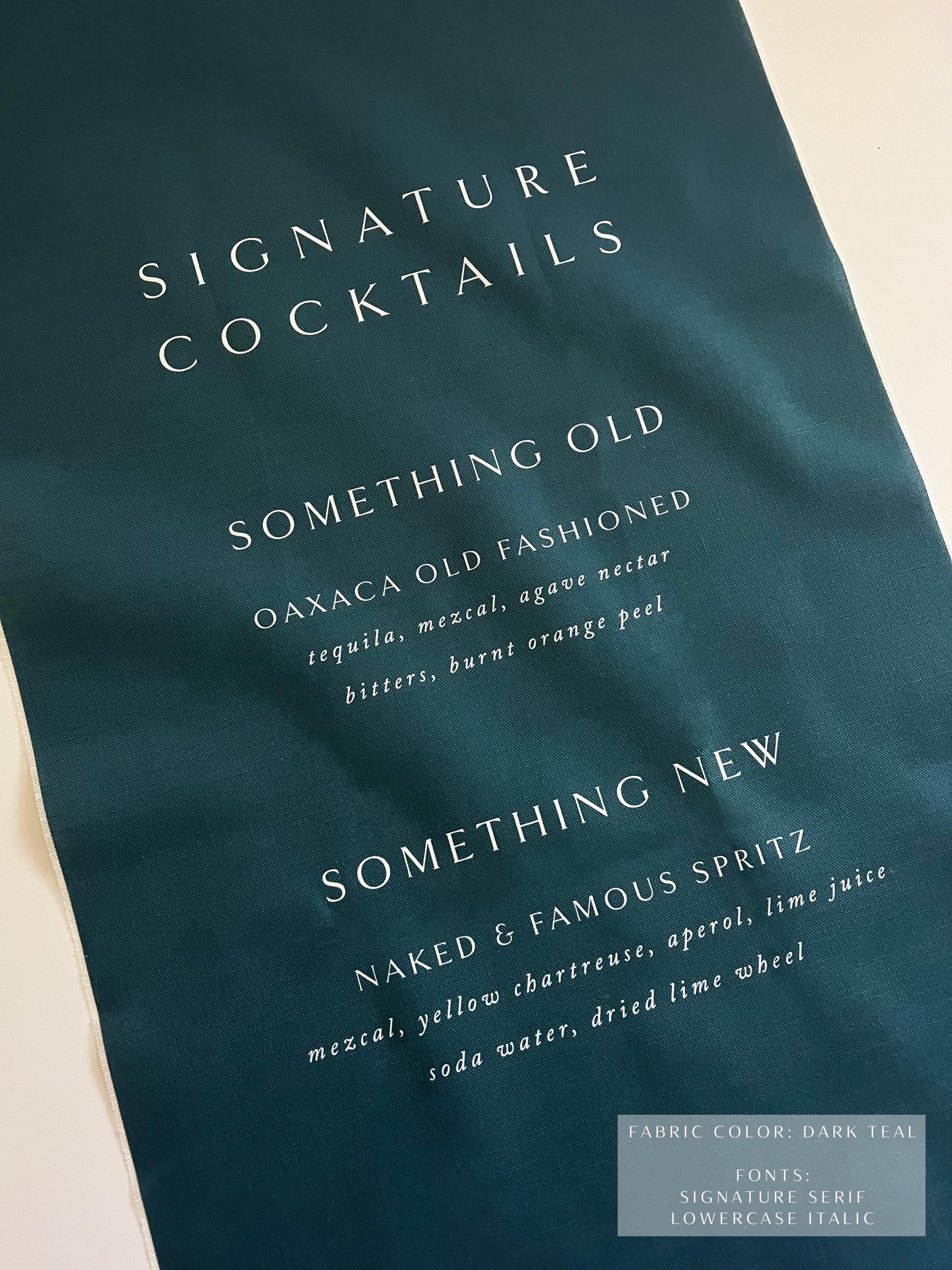 Custom Linen Bar Sign, Signature Drink Sign, Custom Wedding Bar Sign ...