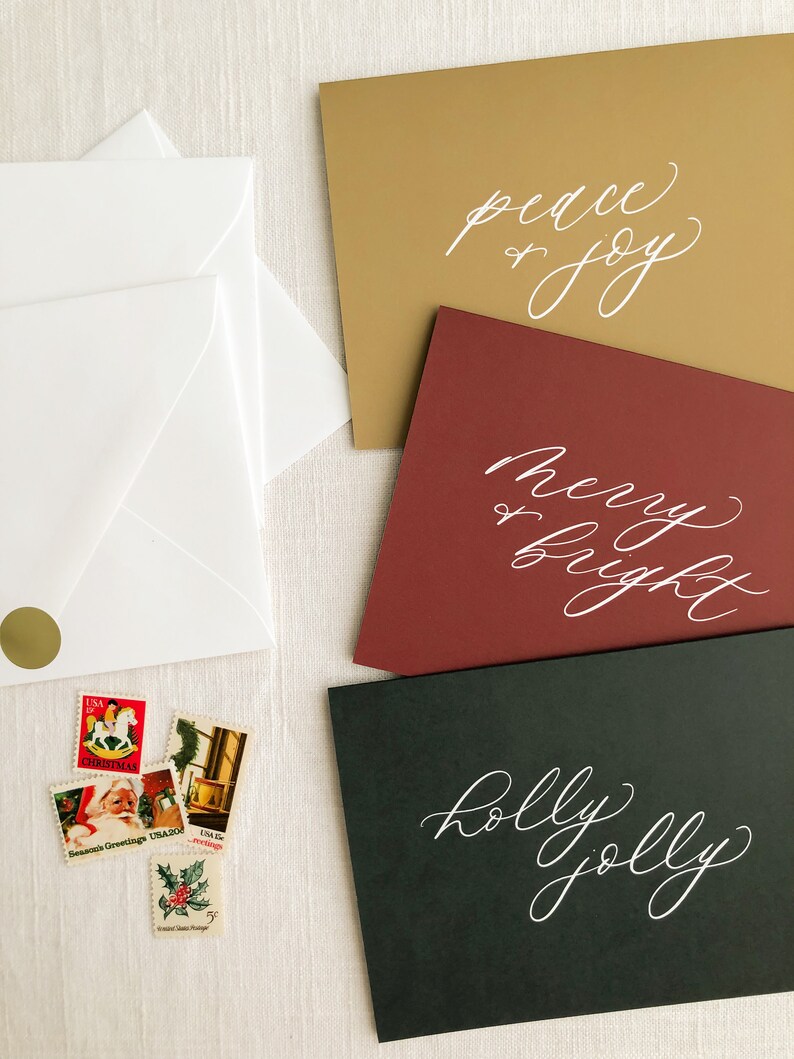 Assorted Colorful Christmas Card Set Holiday Cards Minimal - Etsy