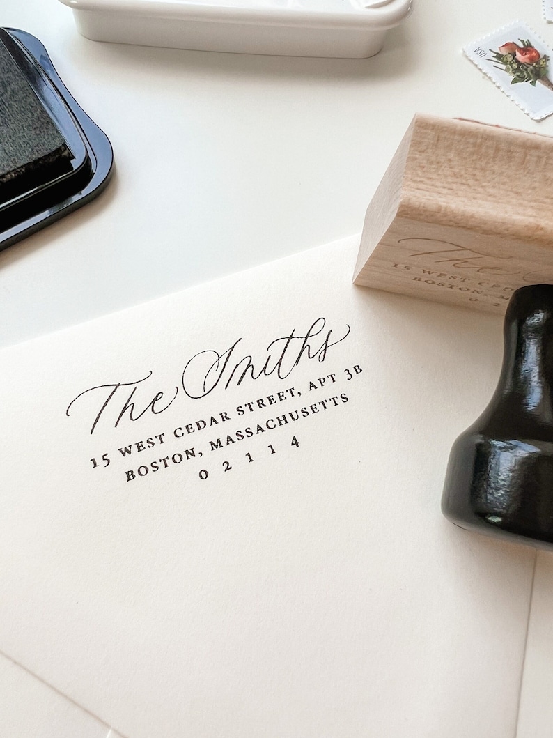 Custom Return Address Stamp, Calligraphy Name Stamp, Rubber Stamp, Self ...