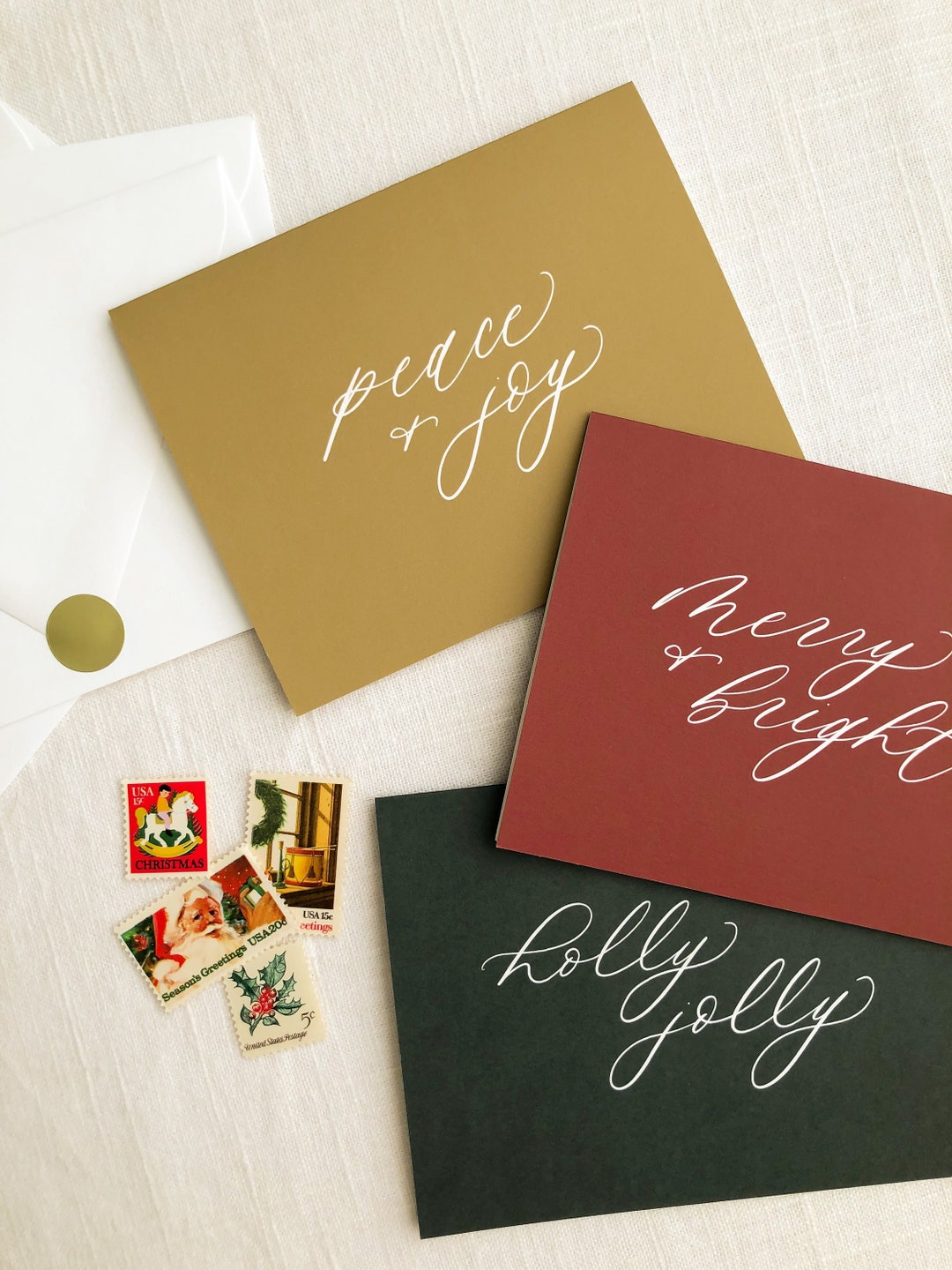 Assorted Colorful Christmas Card Set Holiday Cards Minimal - Etsy