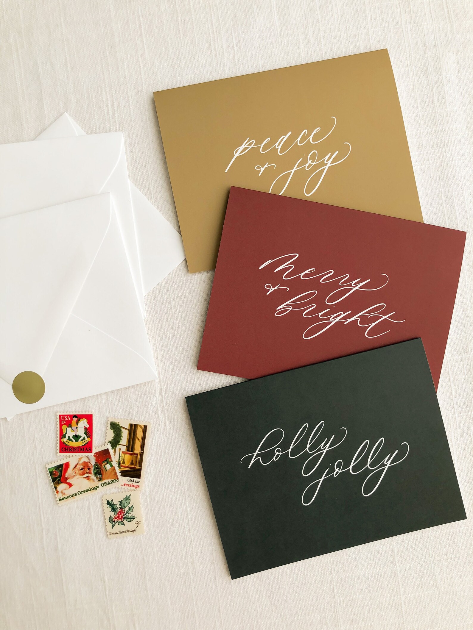 Assorted Colorful Christmas Card Set Holiday Cards Minimal - Etsy