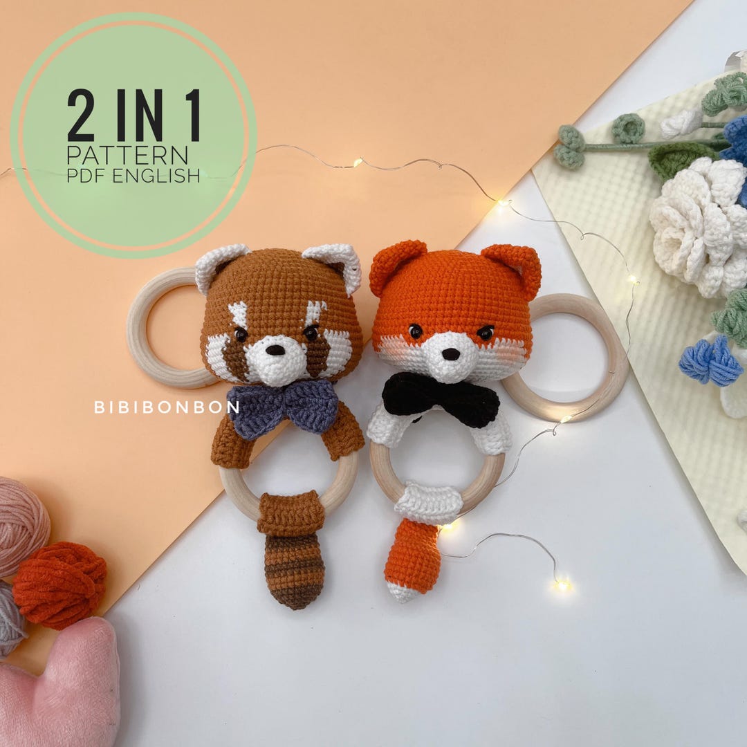 Bibibonbon - the Fox and Red Panda Rattle: Fox Baby Rattle, Red Panda ...