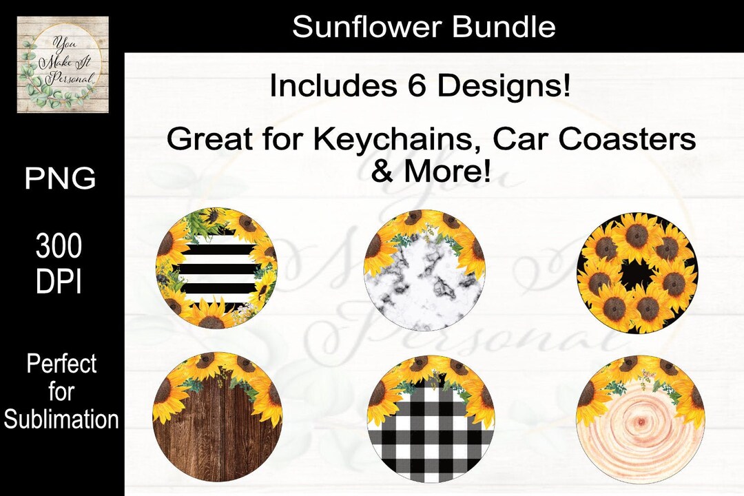 Sublimation Design Bundle Sunflower Bundle Round Designs for - Etsy
