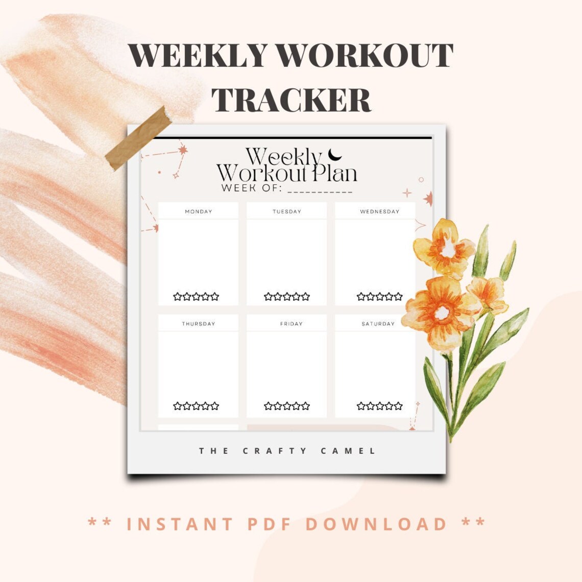 Weekly Workout Tracker Exercise Calendar Printable PDF - Etsy