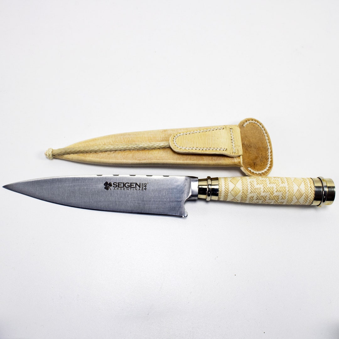 Knife With Braided Leather Handle. Two-tone Braided Leather Handle ...