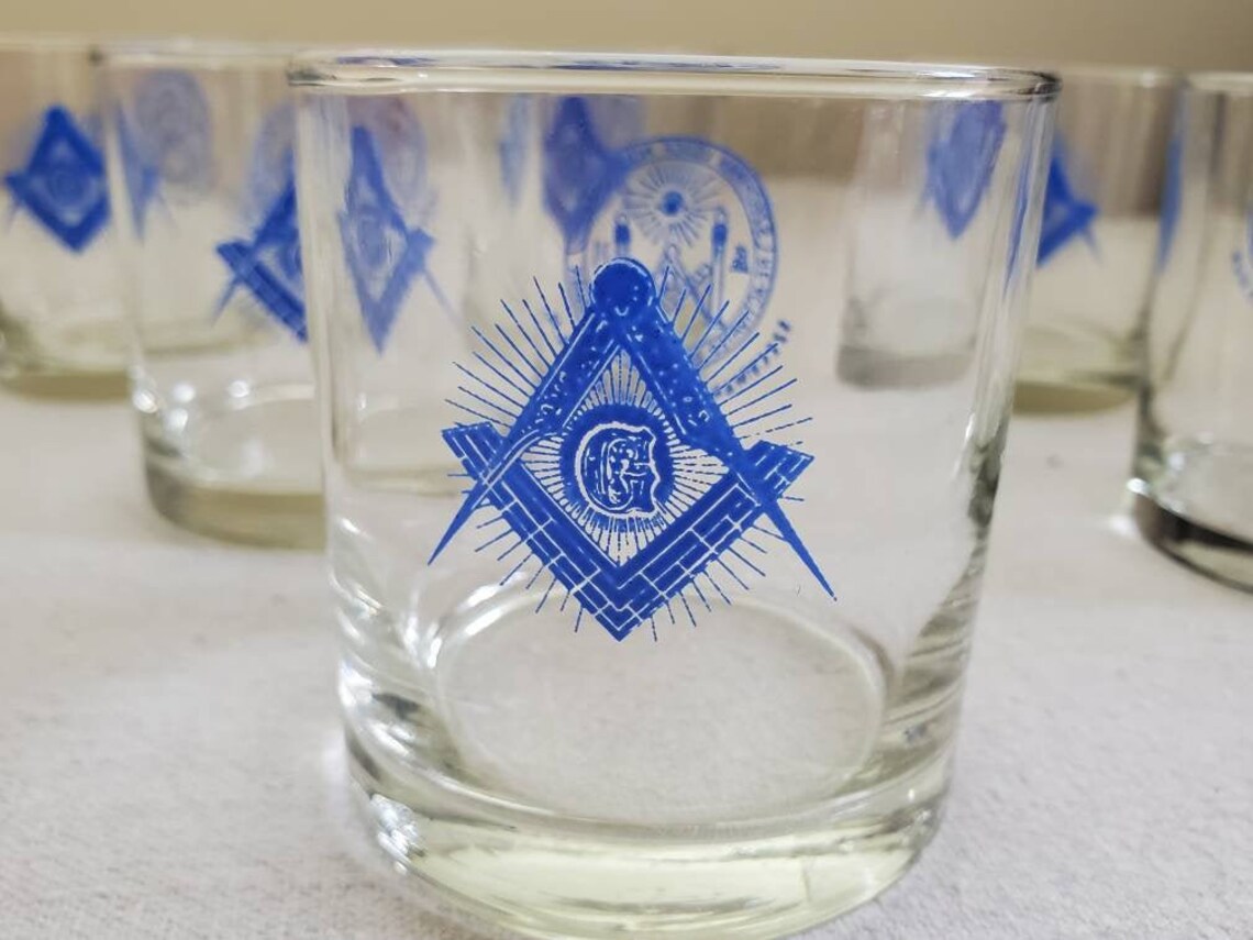 Masonic Lodge, TEN Rocks Glasses, With Blue Free Masons Iconography - Etsy