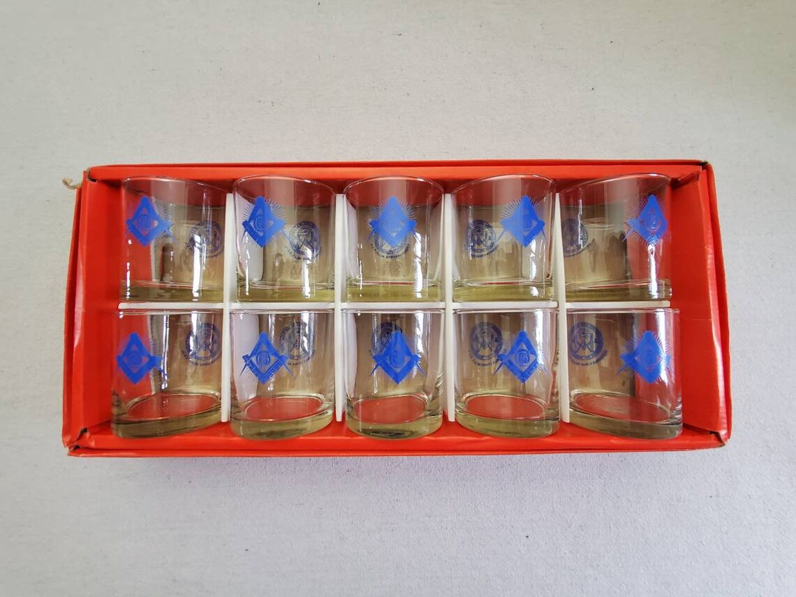 Masonic Lodge, TEN Rocks Glasses, With Blue Free Masons Iconography - Etsy