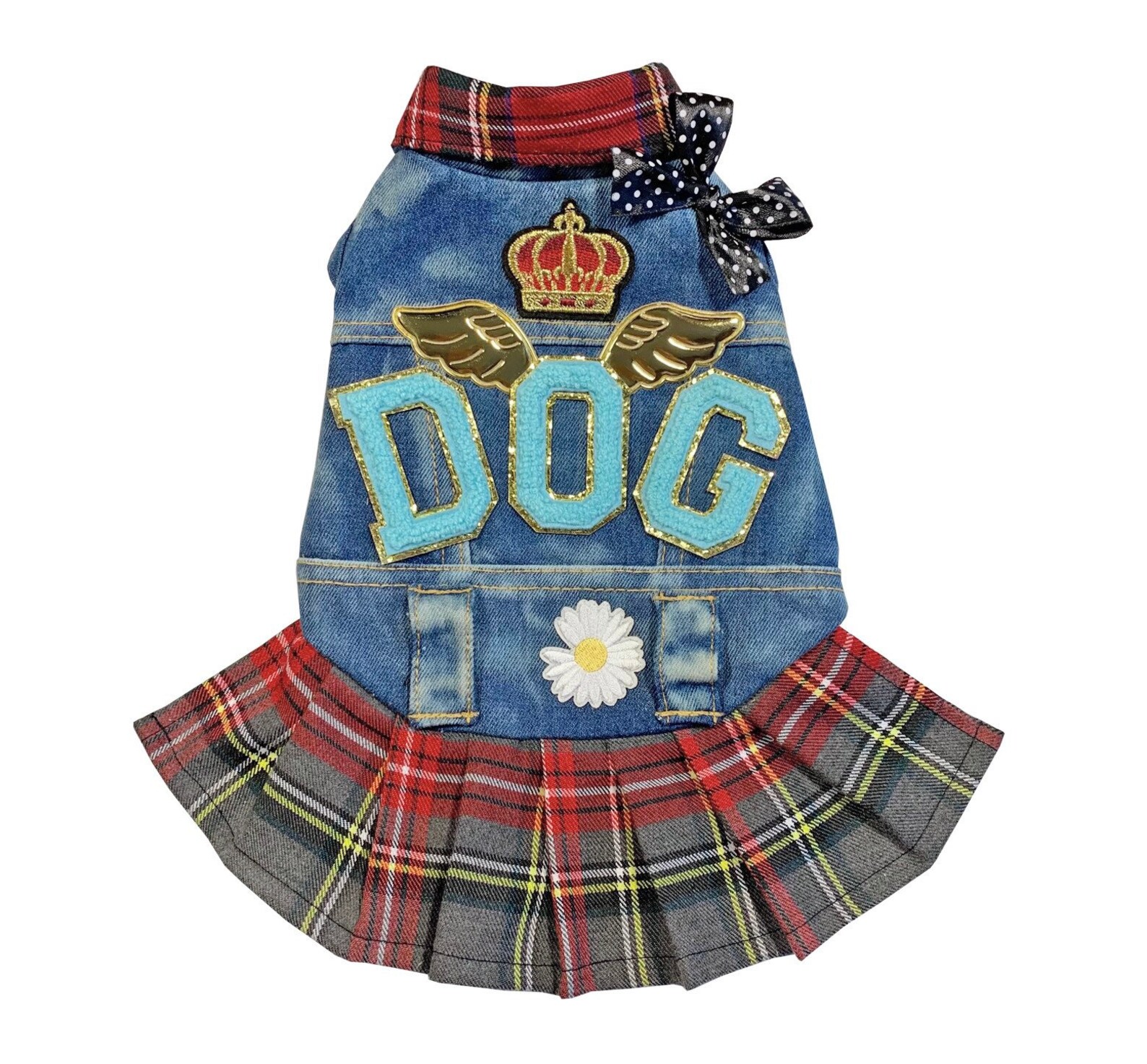 Angelic Doggo Denim Dog Dress, Dog Jeans Jacket, Pet Denim Dress, Denim ...