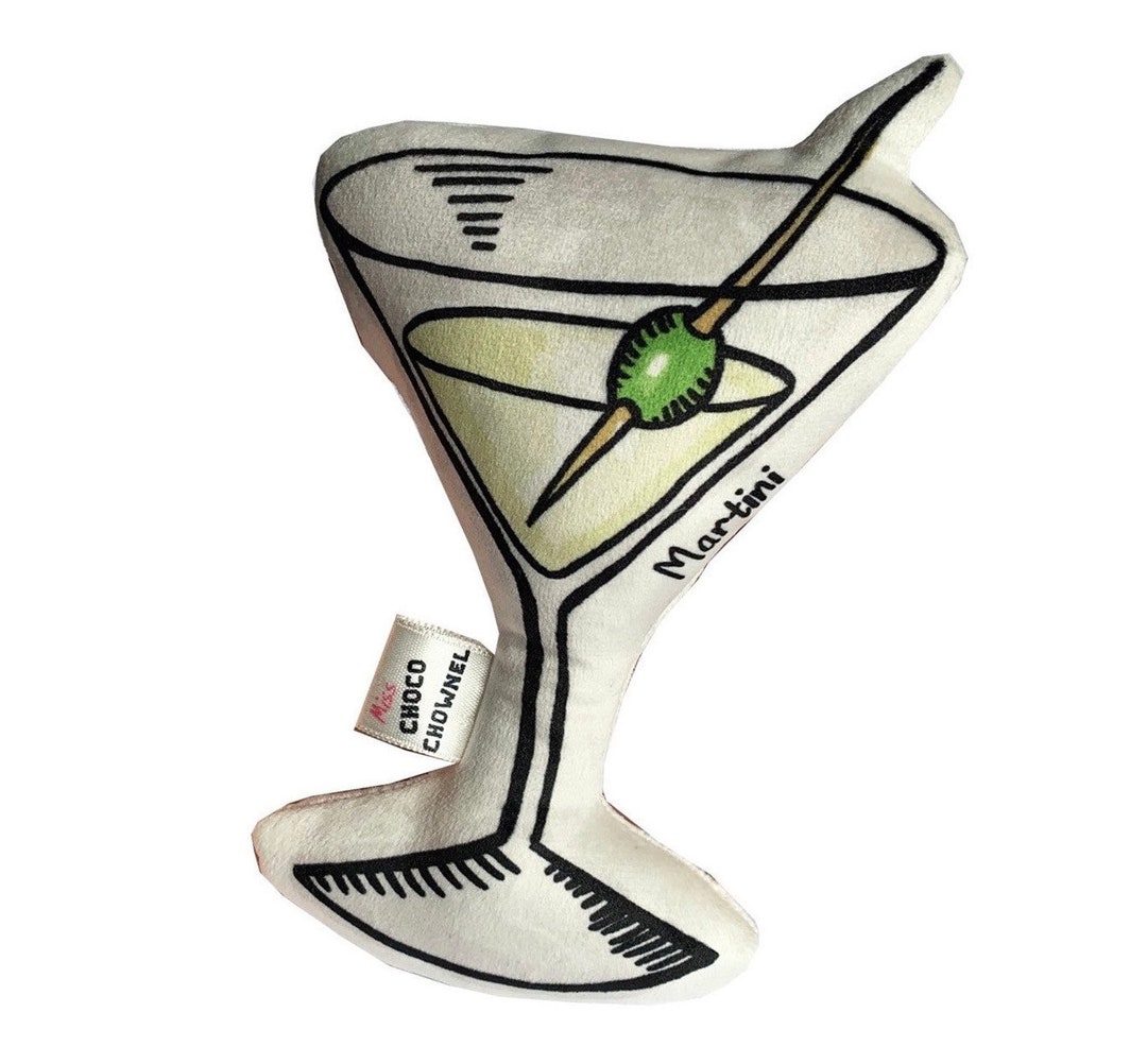 Martini Cocktail Dog Toy, Double Sided Dog Toy, Hand Drawn Dog Toy ...