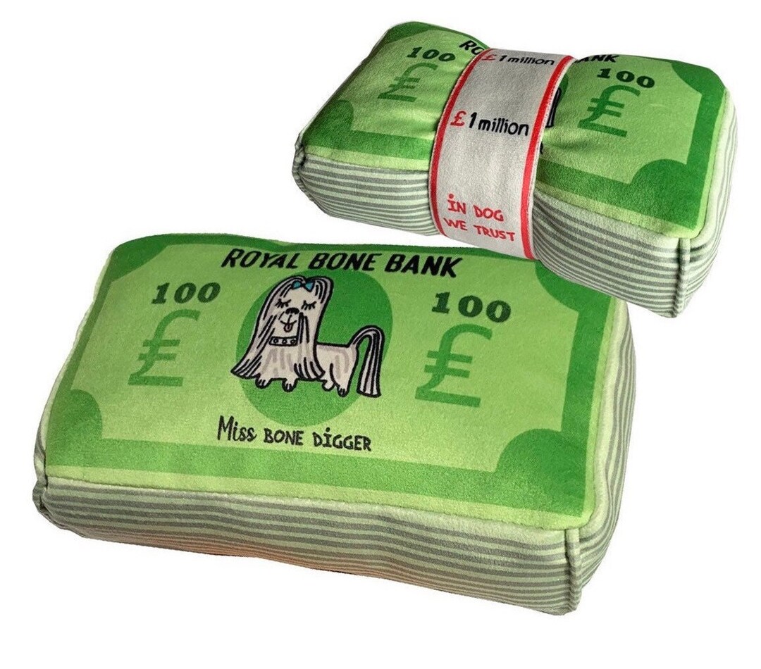 Royal Bone Bank Dog Toy, Parody Dog Toy, Money Dog Toy, Squeaky Money ...