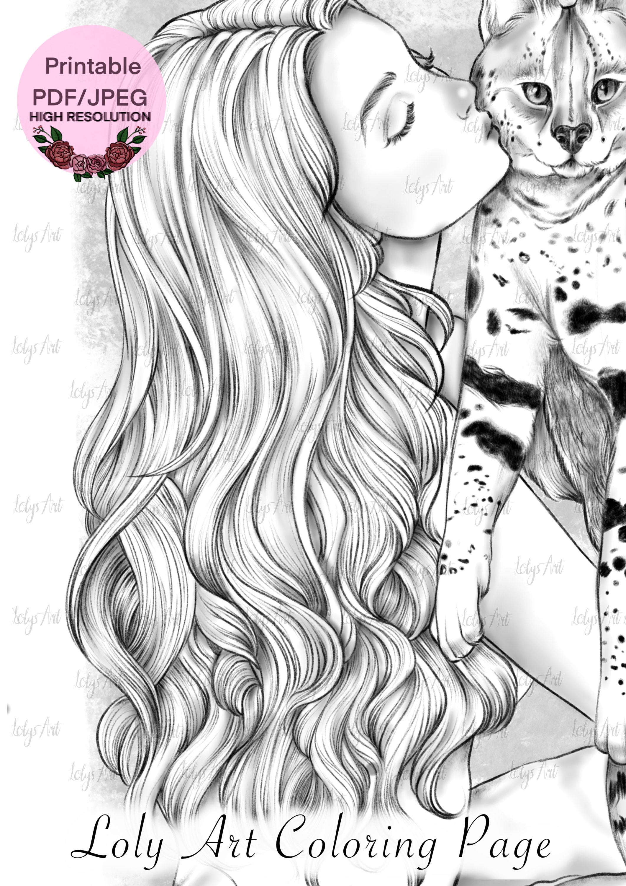 Serval Printable High Resolution Adult Coloring Pages, Line Art Black Greyscale - Etsy