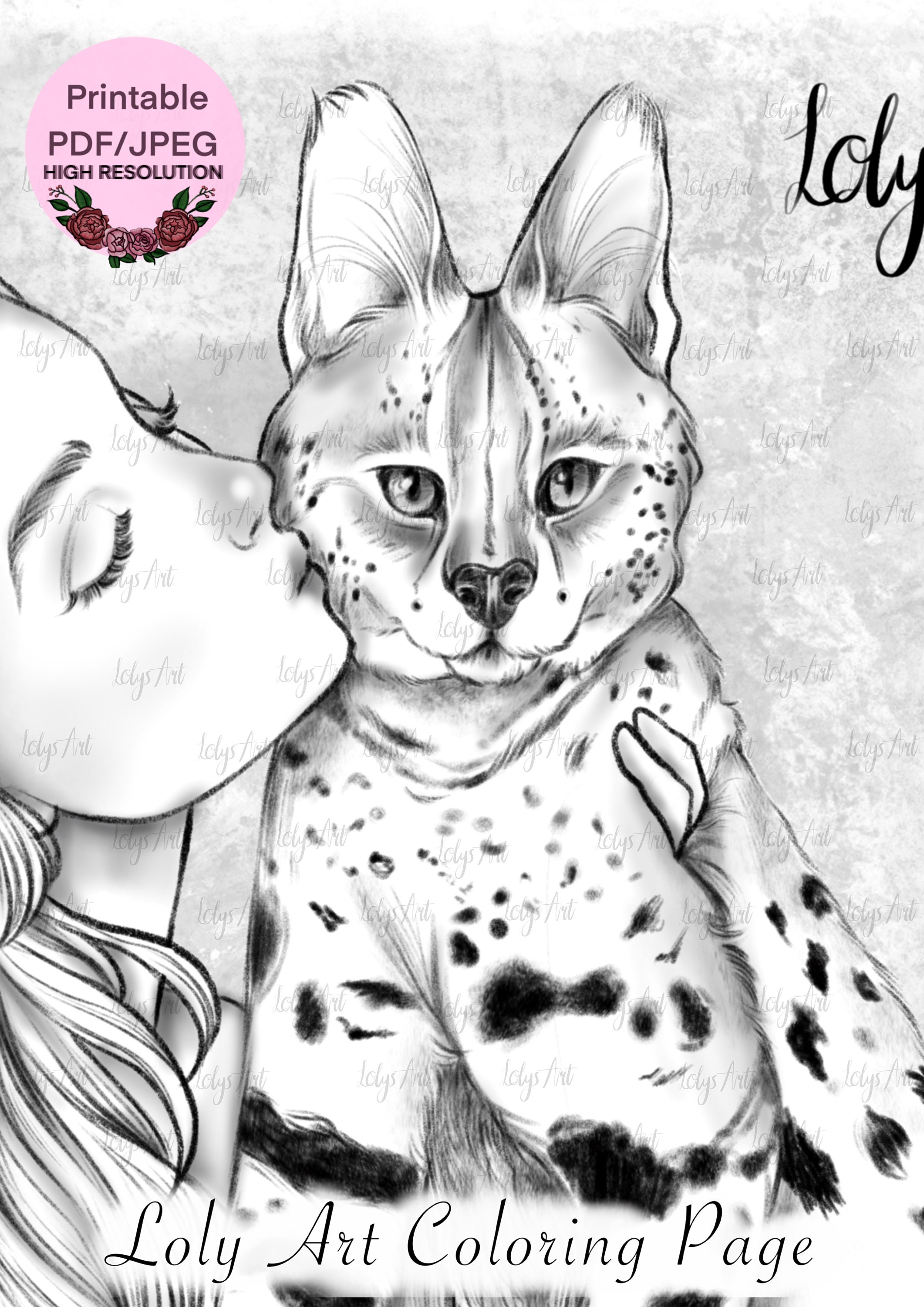Serval Printable High Resolution Adult Coloring Pages, Line Art Black ...