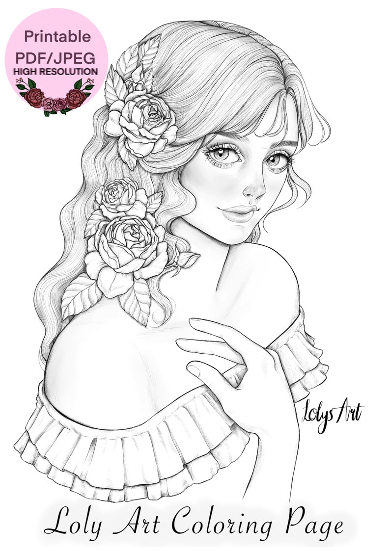 Delicate Printable Adult Coloring Page Instant Digital - Etsy