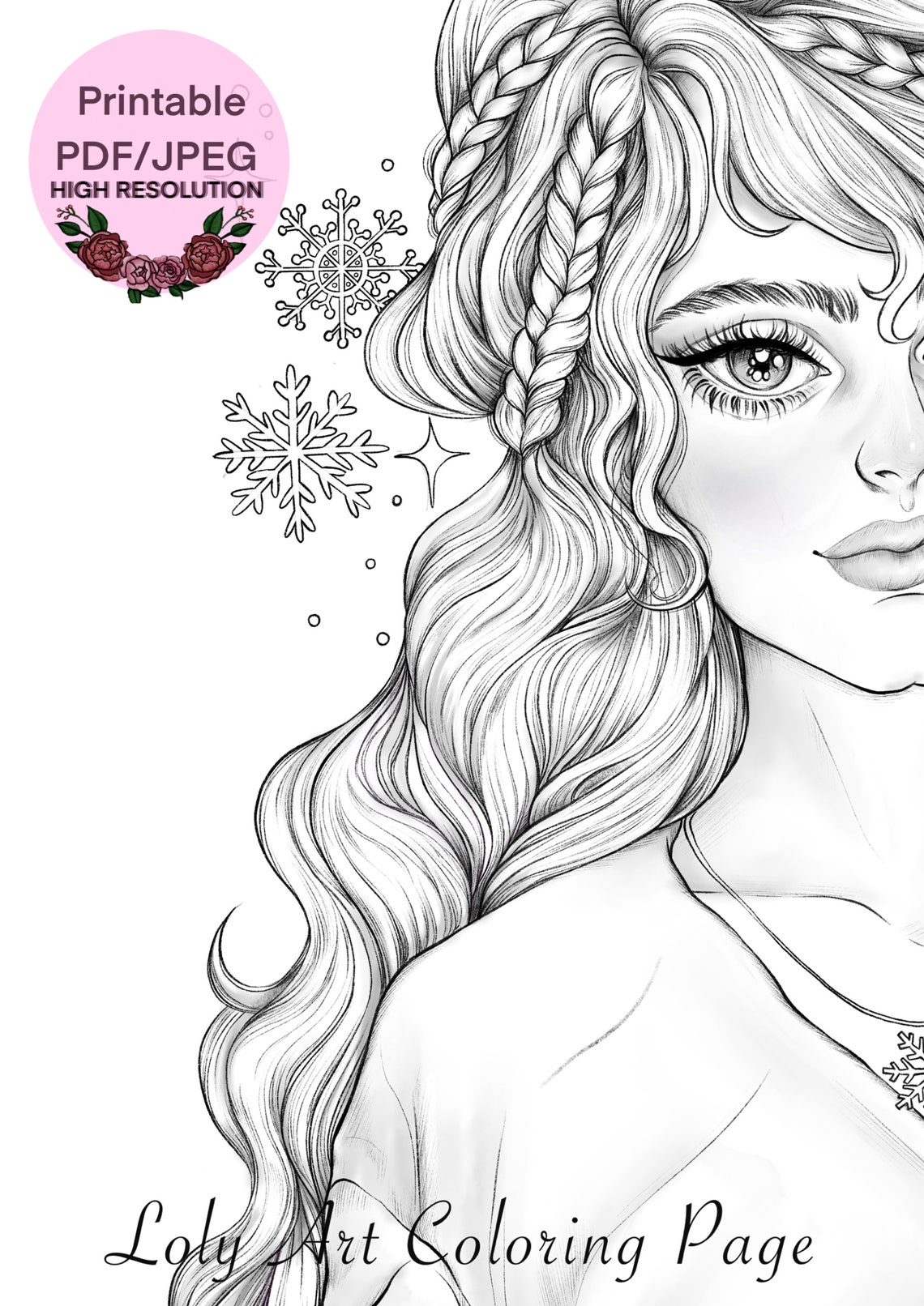 Snowflakes Beauty, Printable Adult Coloring Page High Quality - Etsy