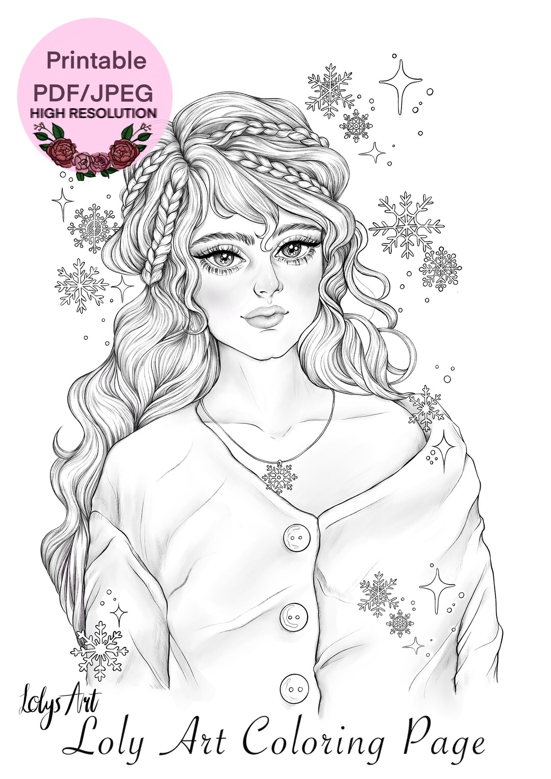 Snowflakes Beauty, Printable Adult Coloring Page High Quality - Etsy