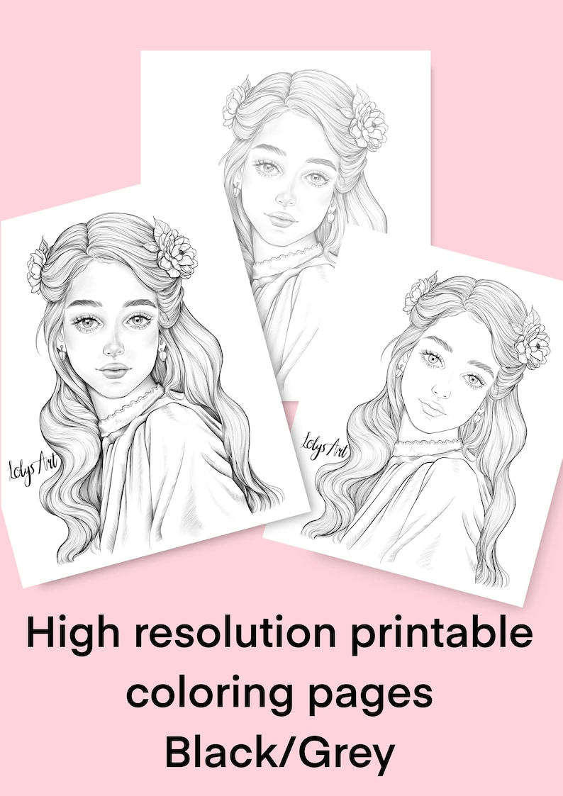 Innocent Face Printable Adult Coloring Page Highquality Line Art ...