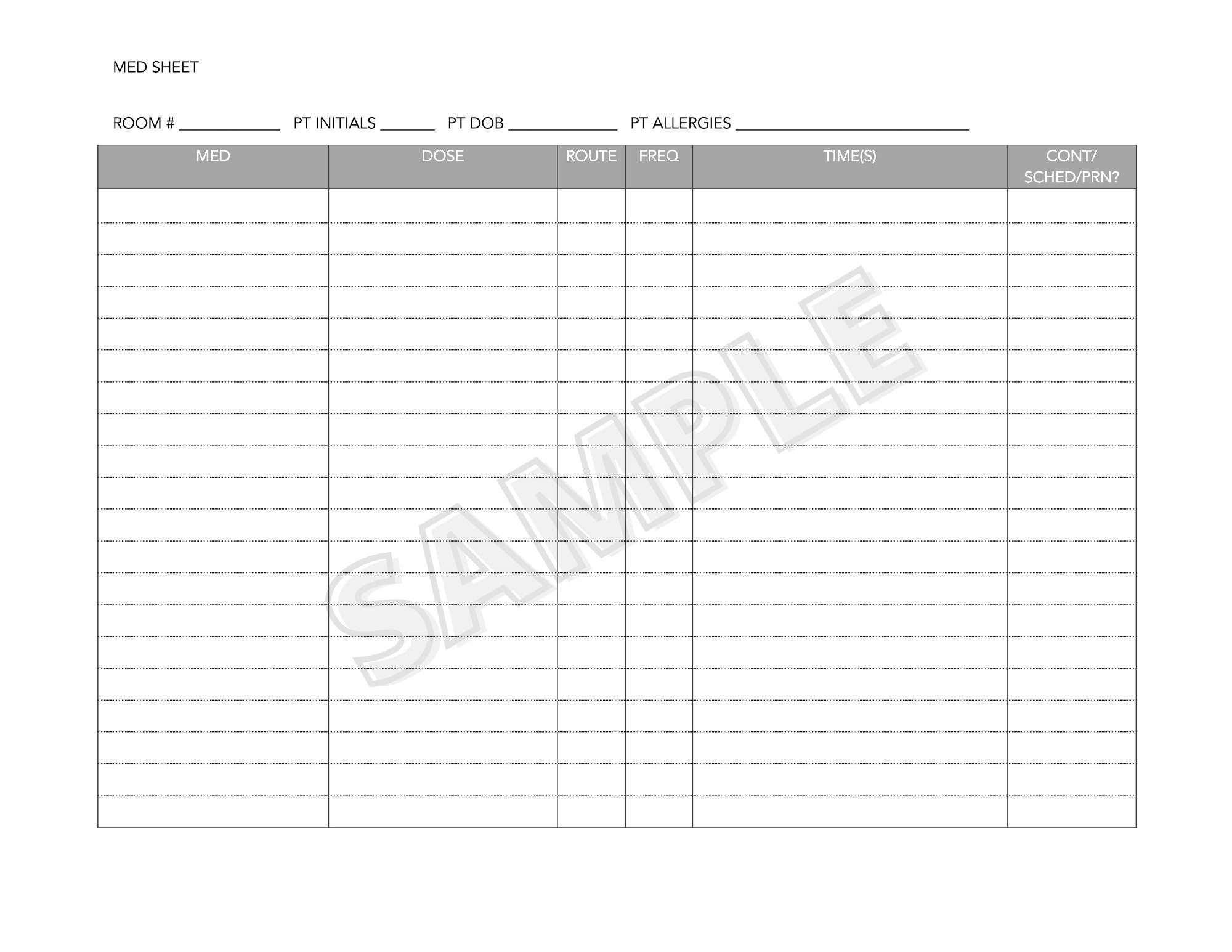 Nurse Medication Sheet Organize Patient Meds Medsurg/icu/etc ...