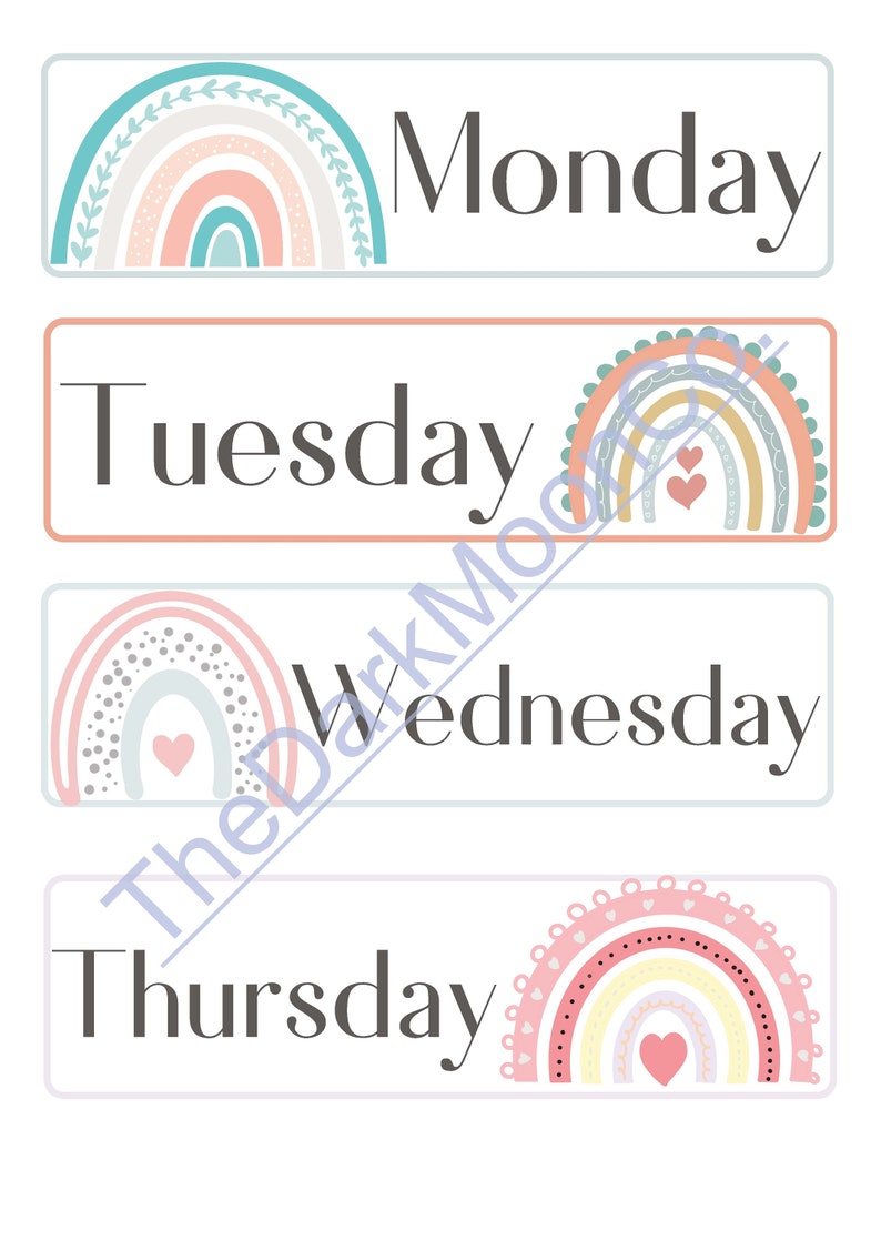 Rainbow Days of the Week Labels - Etsy