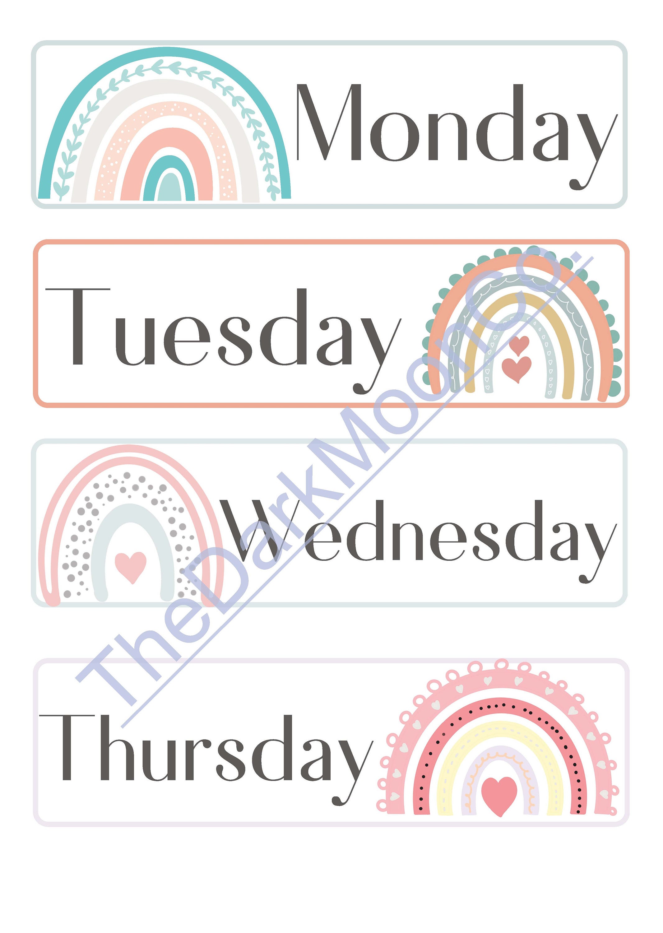 Rainbow Days of the Week Labels - Etsy